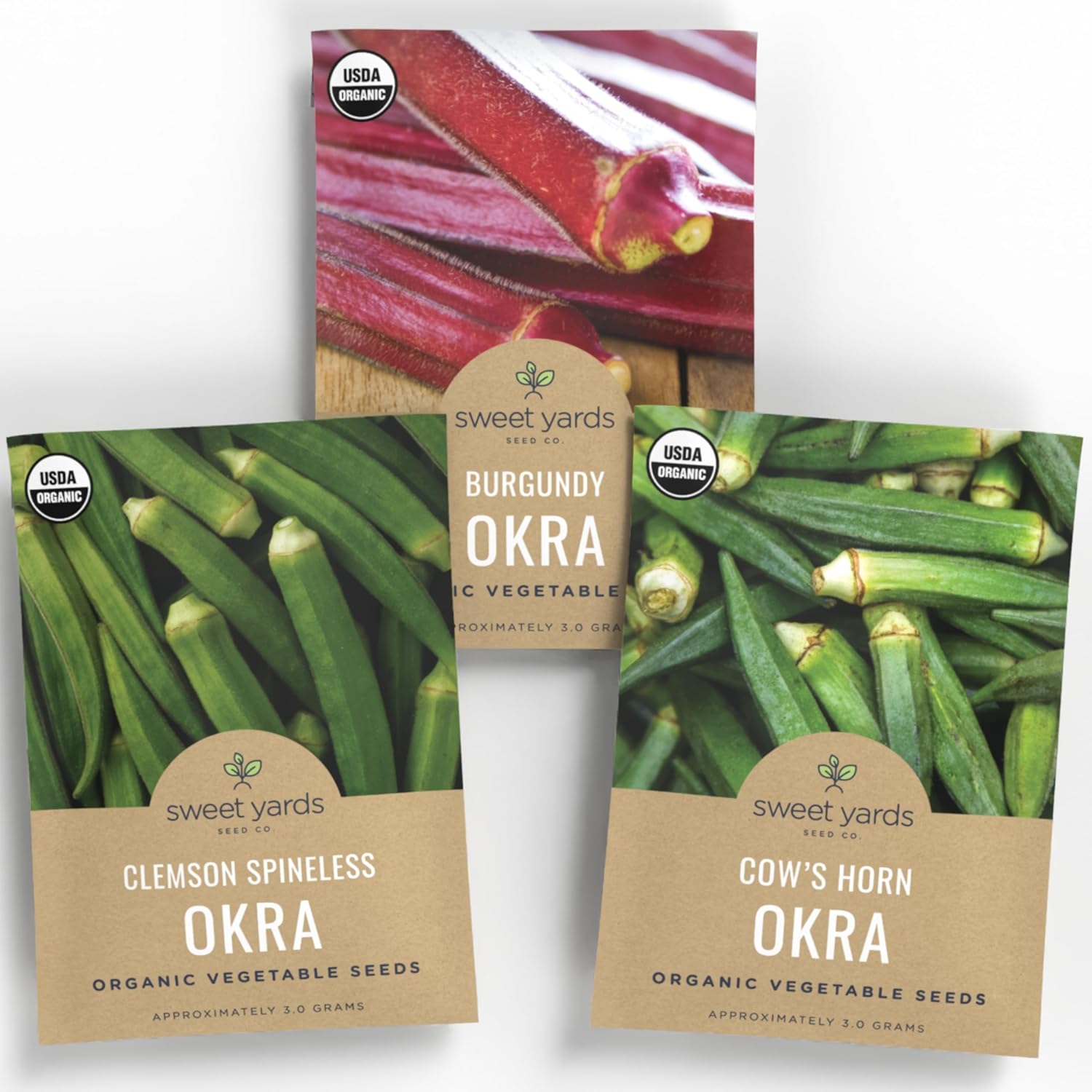 Amazon.com : Organic Okra Lovers Seeds Variety Pack - 3 Individual ...