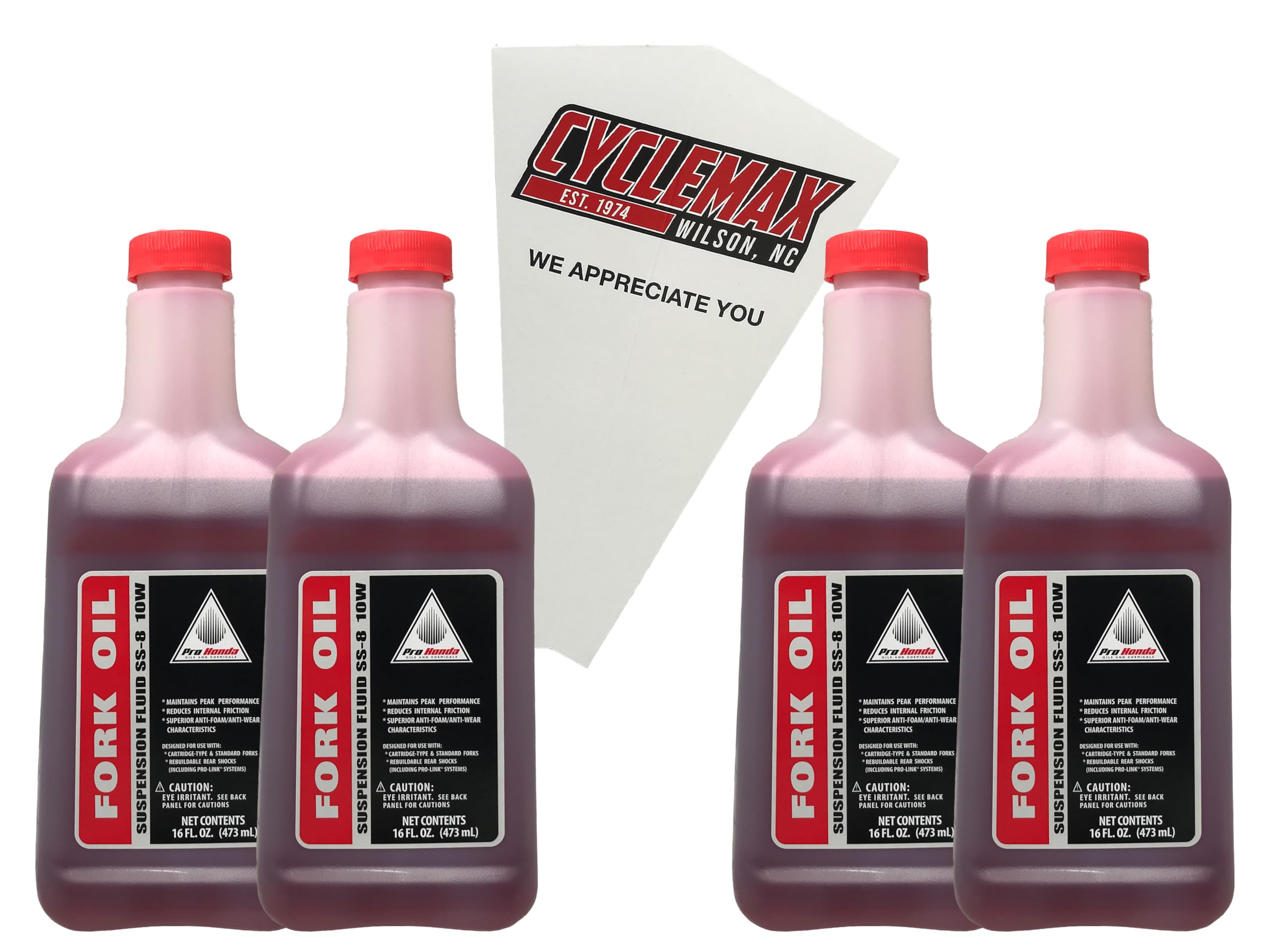 Amazon.com: Cyclemax Four Pack for Honda Fork Oil Suspension Fluid ...