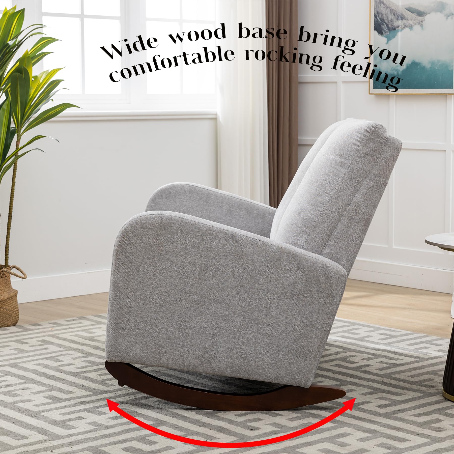 Rocking Chair With Oversized Wing Back,Extra Wide Rocking, 40% OFF