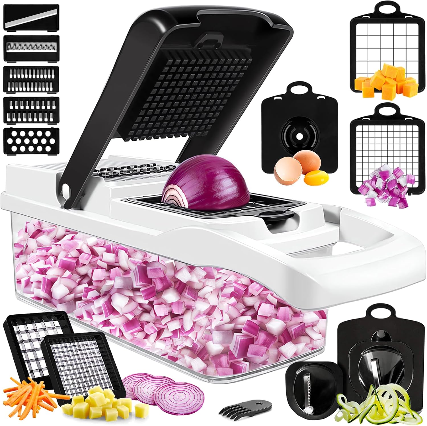 Ecolya Vegetable Cutter 19 in 1, Food Chopper with Container, Onion ...