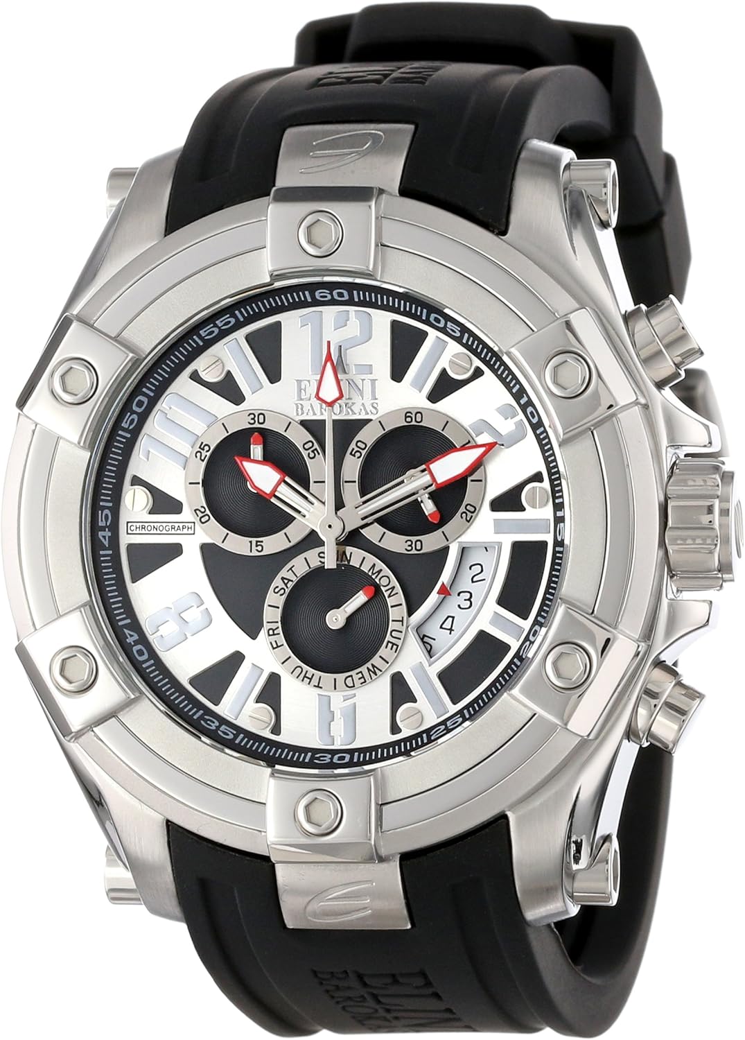 Elini Barokas Men's 10056-02S Gladiator Chronograph Black and Silver ...