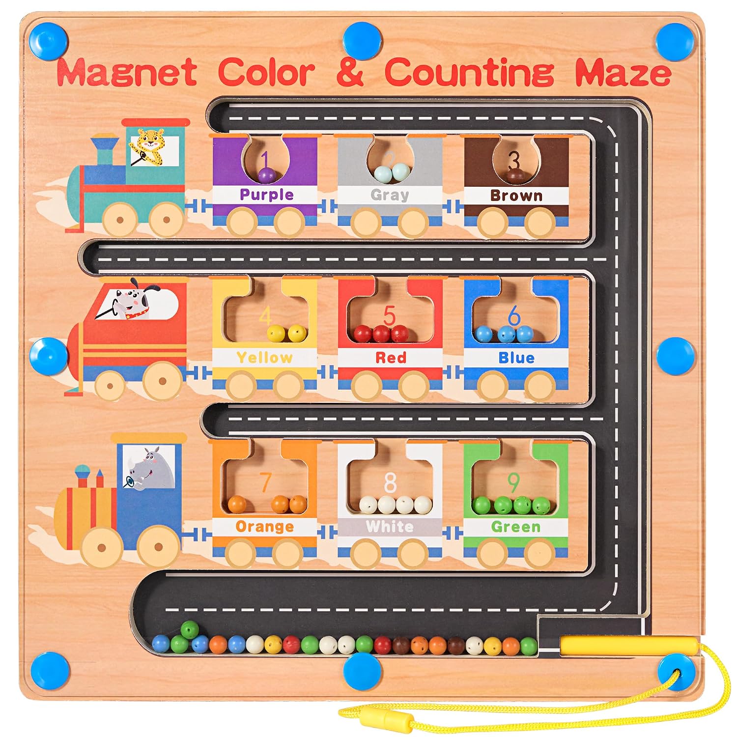 MoreFeel Magnetic Color and Number Maze, Wooden Magnetic Alphabet Board ...