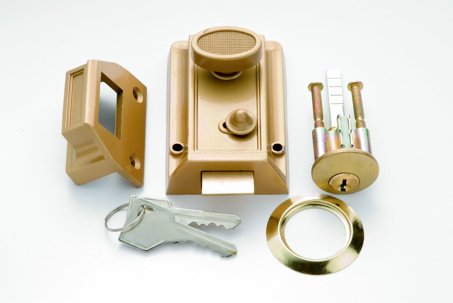 First Watch Security Night Latch & Locking Cylinder Polished Brass ...