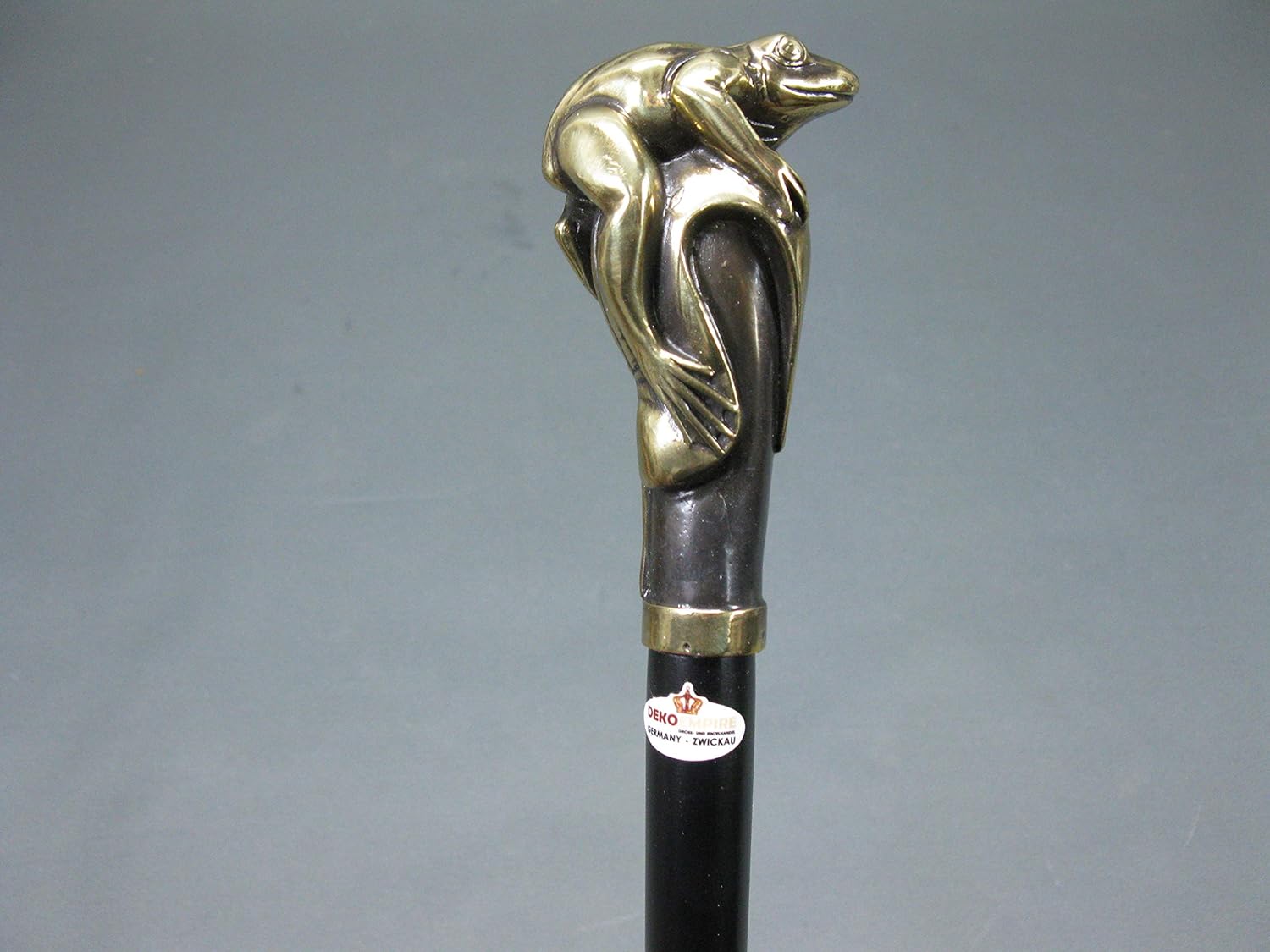 Holz Gehstock mit Bronze Frosch Griff Spazierstock 97 cm Wanderstock ...