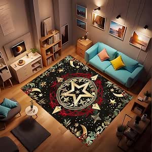 Amazon.com: Stars and Moon Star-Shaped Carpet, Like a Brush Jumping on ...