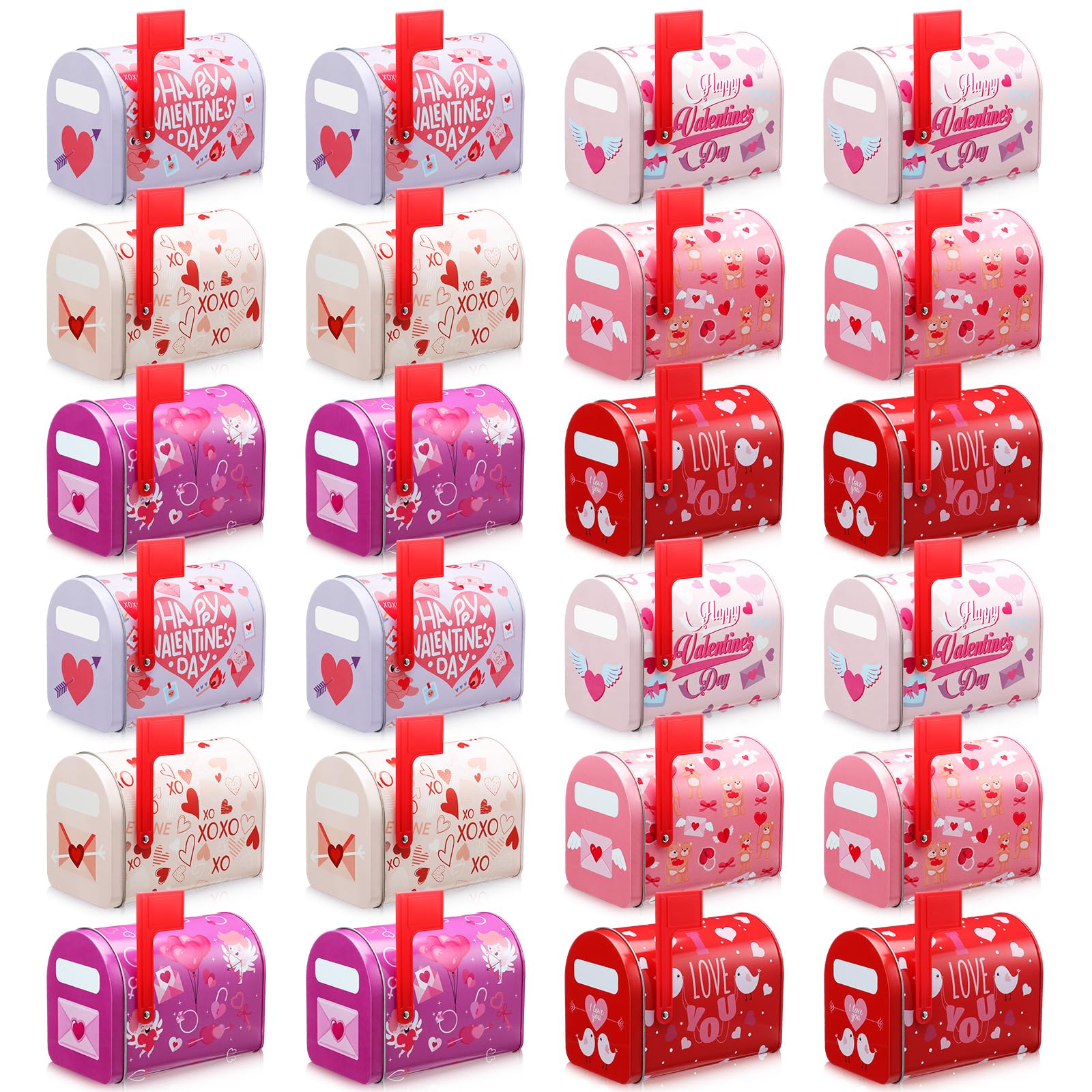 Amazon.com: Blulu 24 Pcs Valentine Tin Mailbox Valentine Party Favors ...