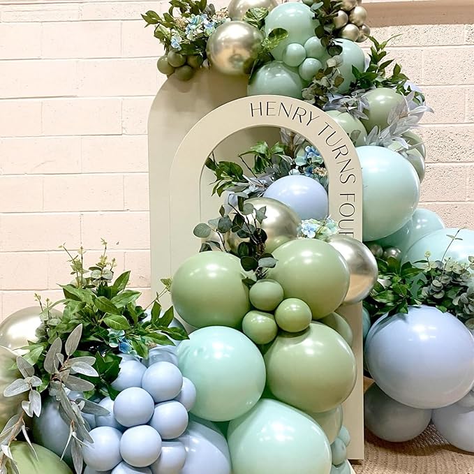Amazon.com: 146Pcs Dusty Green Blue Balloon Garland Arch Kit Green Ash ...