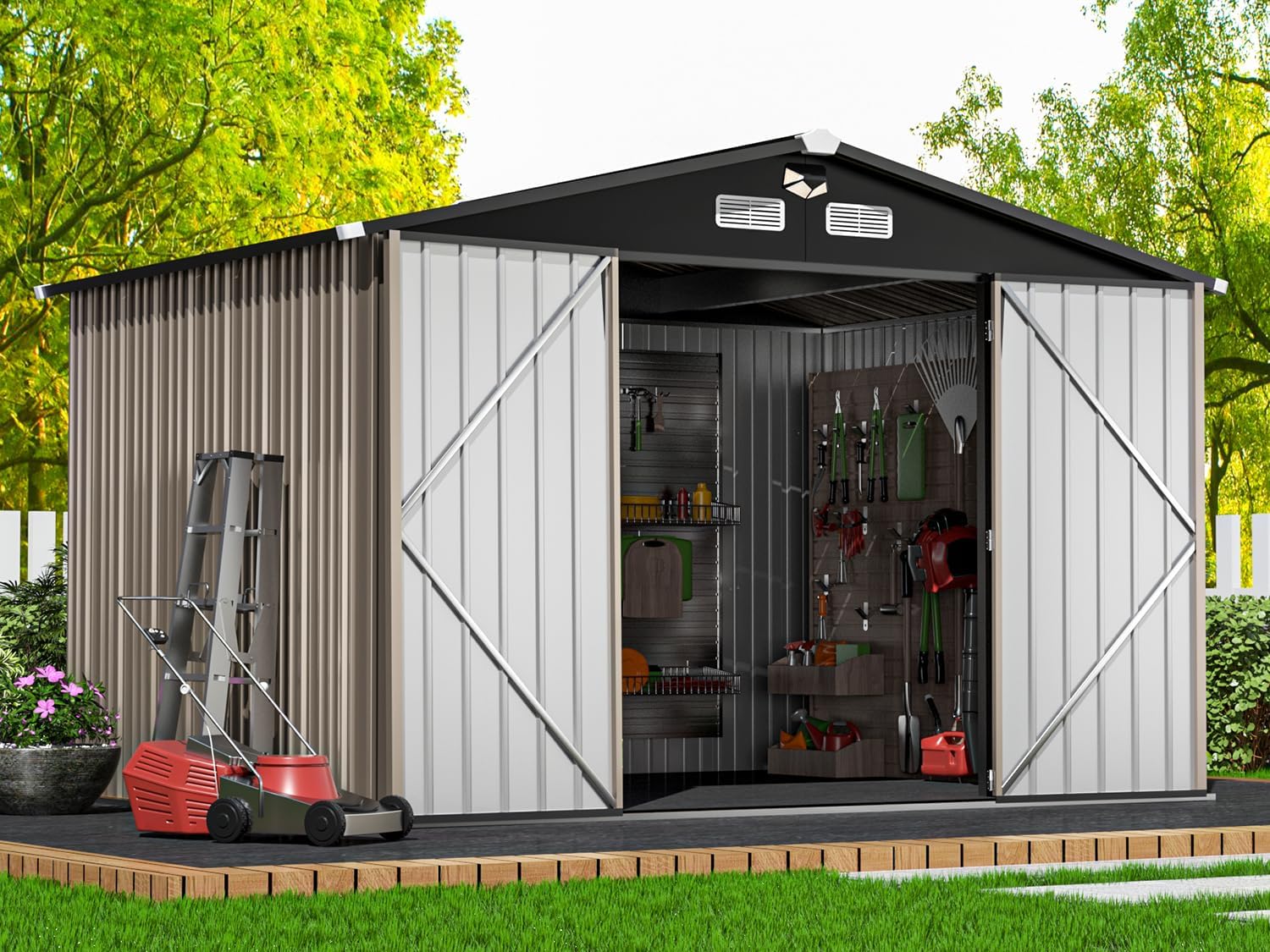 Amazon.com : Metal Storage Shed,Outdoor Storage Building,10x8 Large ...