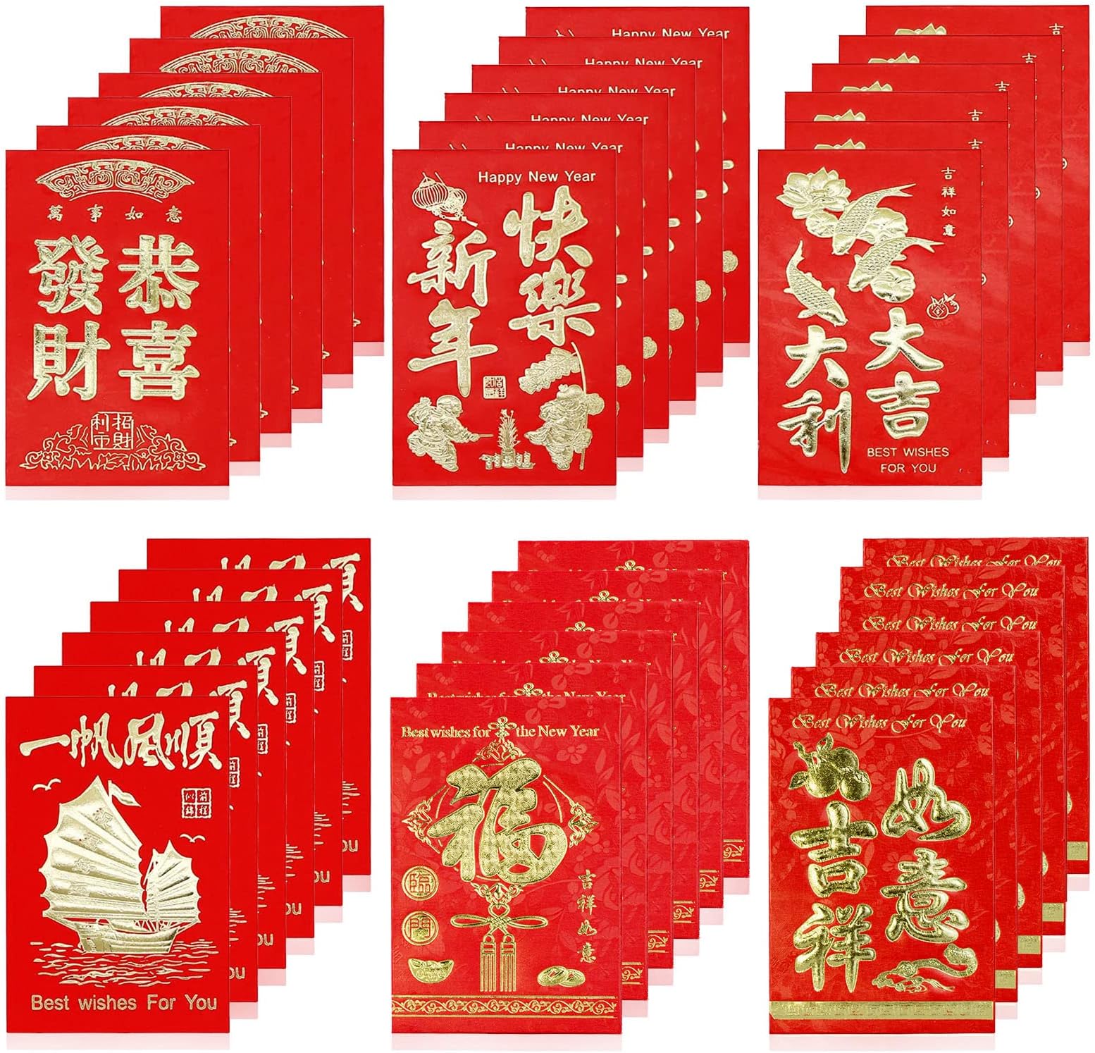 SHCHME Red Envelopes 2024 Chinese New Year 24 PCS Red Envelope Packets ...