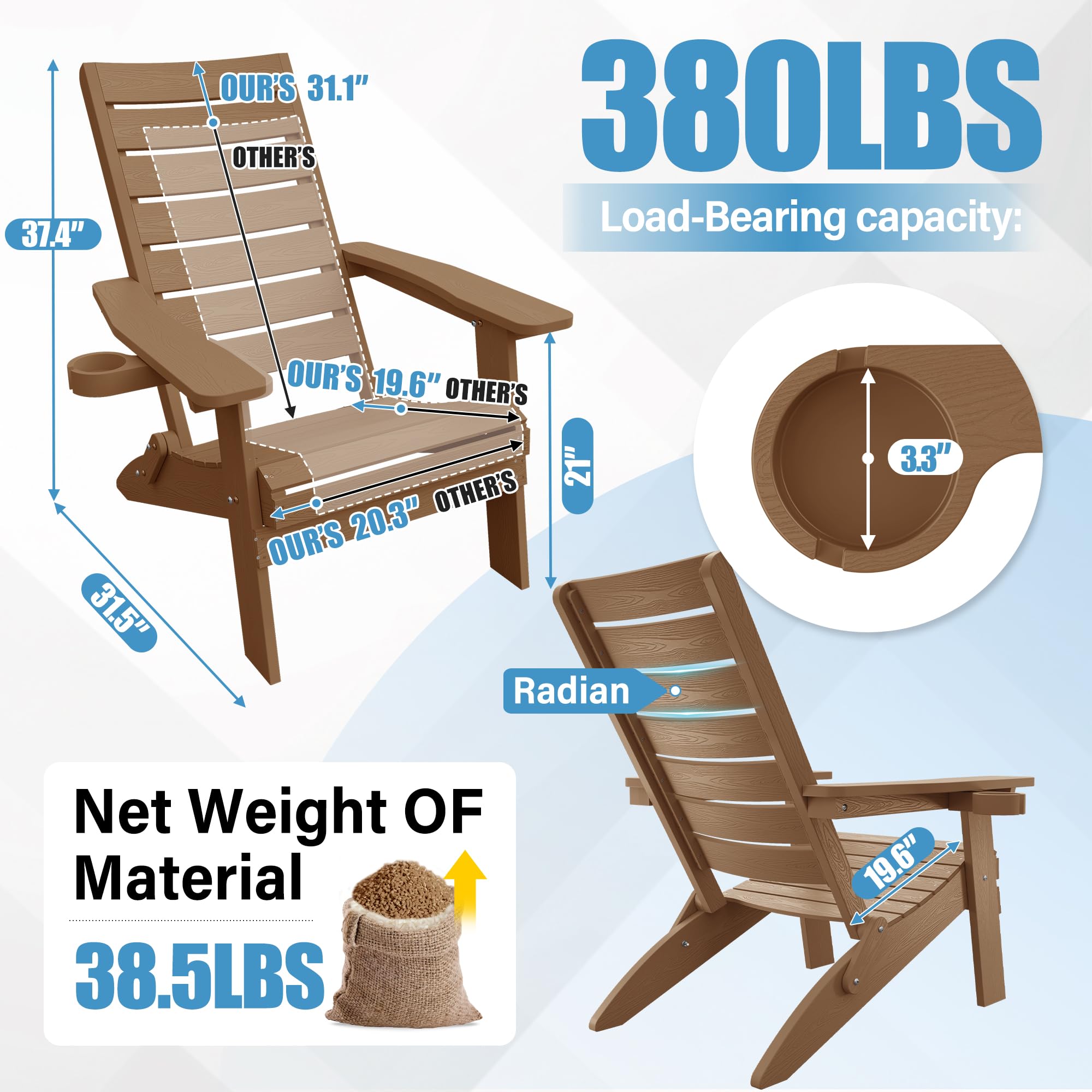 Snapklik.com : YEFU Folding Oversized Adirondack Chair: Heavy Duty ...