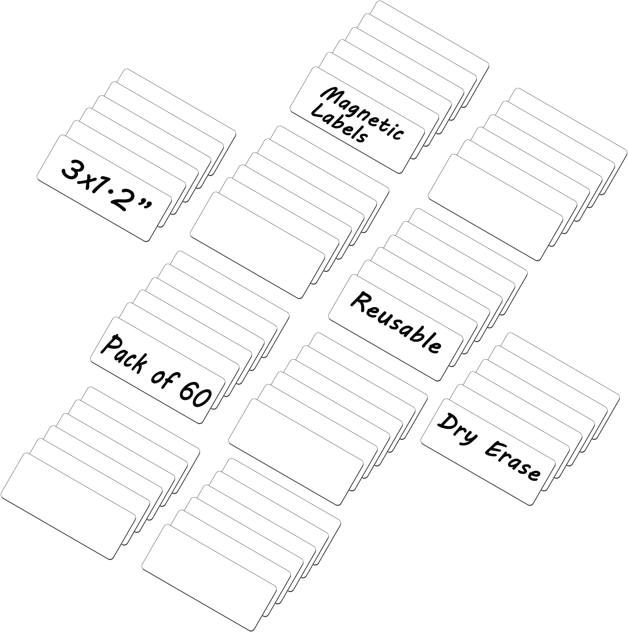 Amazon.com : 60 Dry Erase Magnetic Labels: 3"x1.2" Blank White Name ...