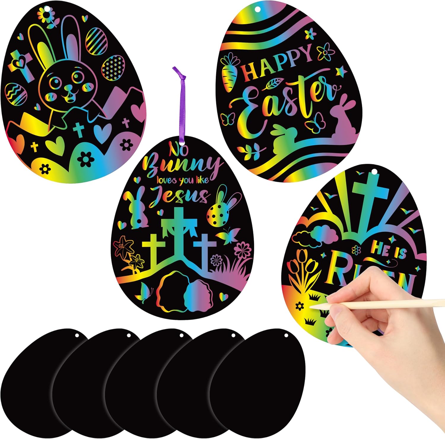 Amazon.com: BeYumi 60Pcs Easter Eggs Scratch Cards for Kids DIY Magic ...