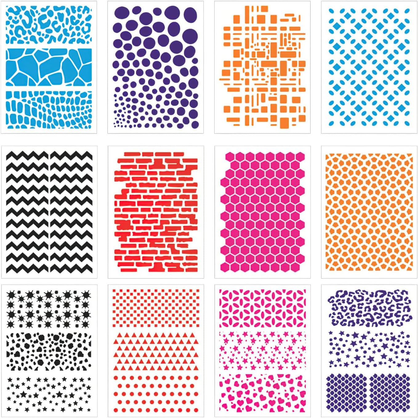 12Pcs Drawing Painting Stencils Set, Irregular Shape, Stencils for ...