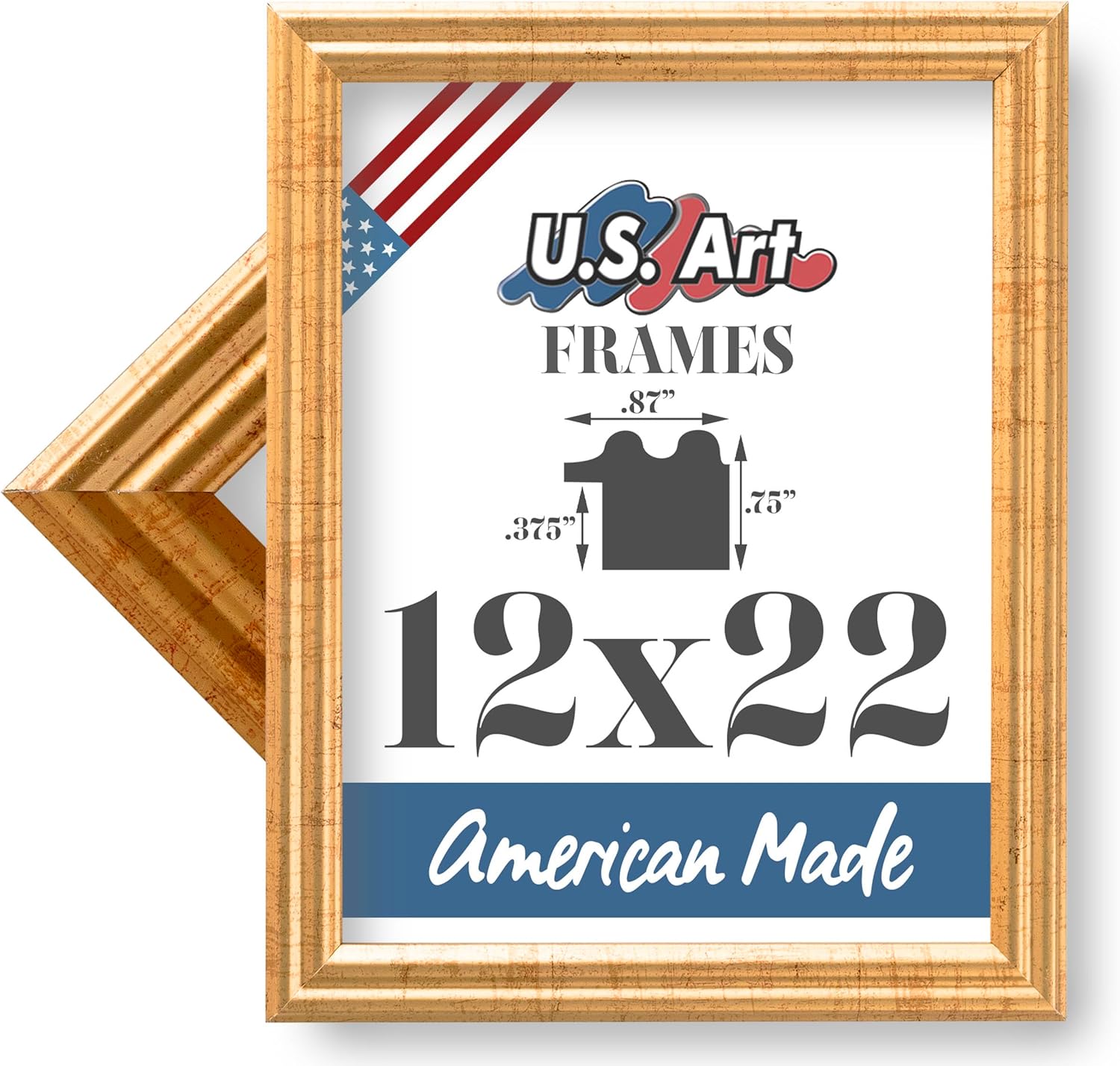 Amazon.com: US Art 12x22 Antique Gold 0.75 in Wooden Photo Picture ...