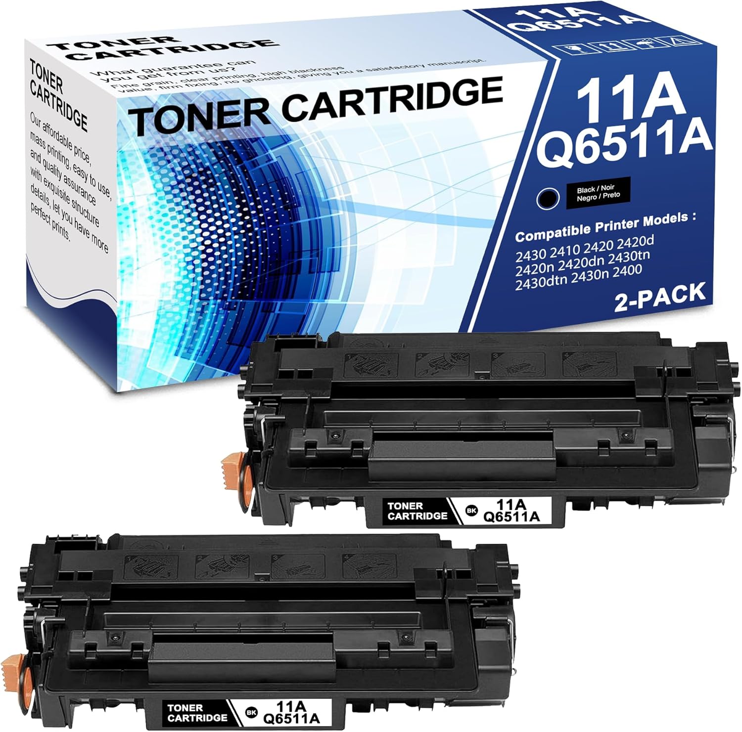 Amazon.com: 2 Pack 11A Q6511A Black Toner Cartridge with Chip 11A ...