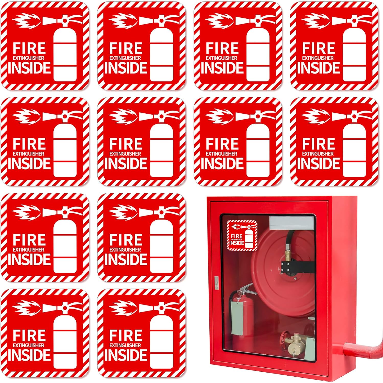 Amazon.com: 12 Pcs Fire Extinguisher Inside Sticker 2.75" x 2.75 ...