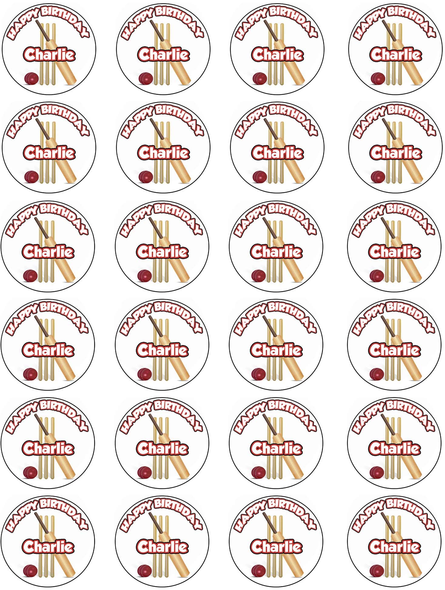 AK Giftshop Personalised Cricket Bat and Stumps Birthday Stickers ...