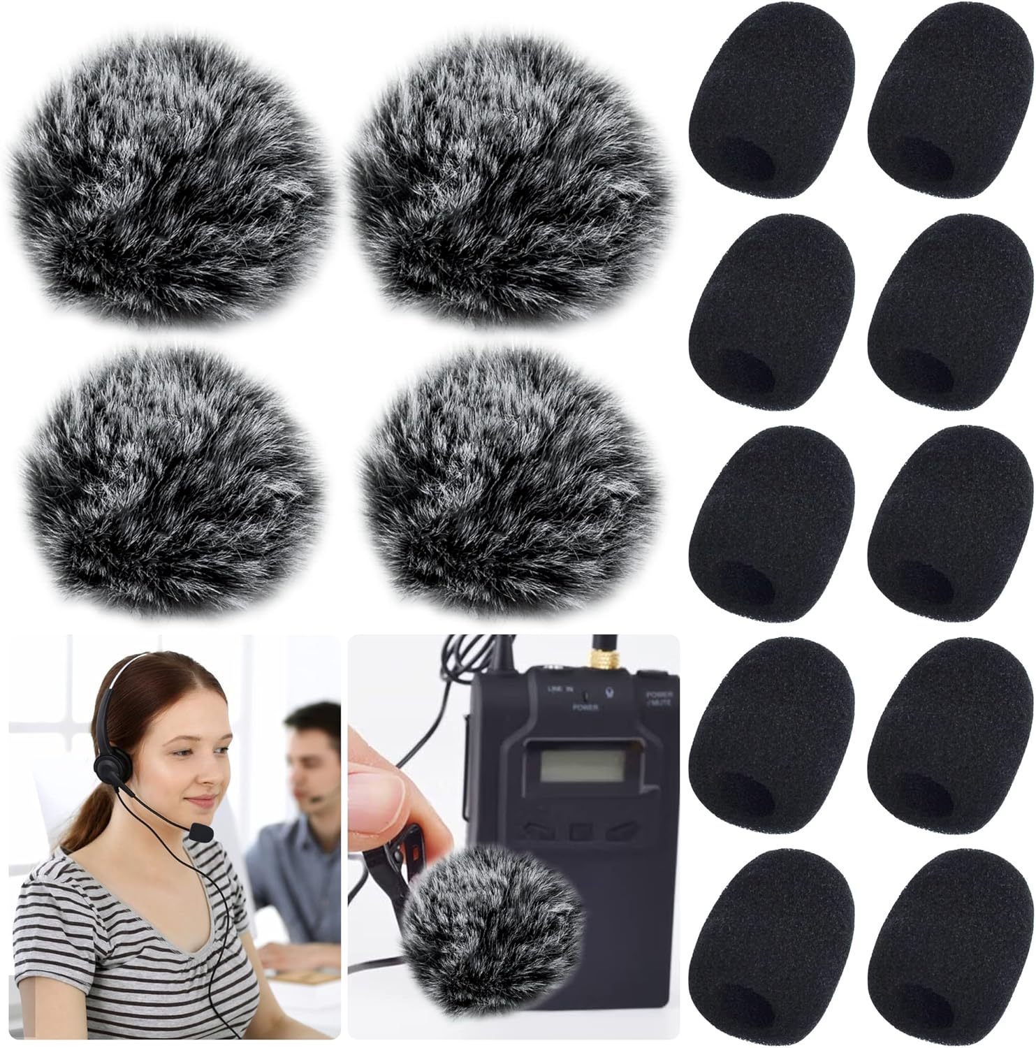 4Pcs Bonnettes Anti Vent en Fourrure Microphone Furry Windscreen Muff ...