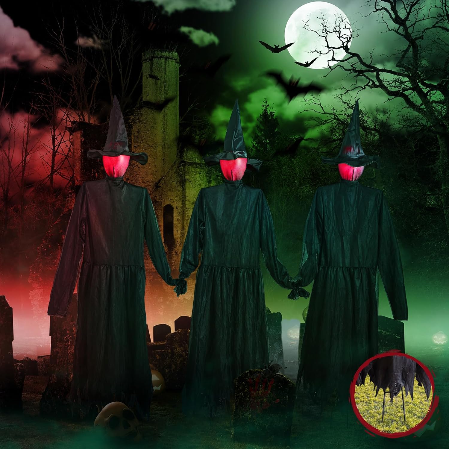 Amazon.com : Halloween Decorations Outdoor 3PCS Light Up Witches ...