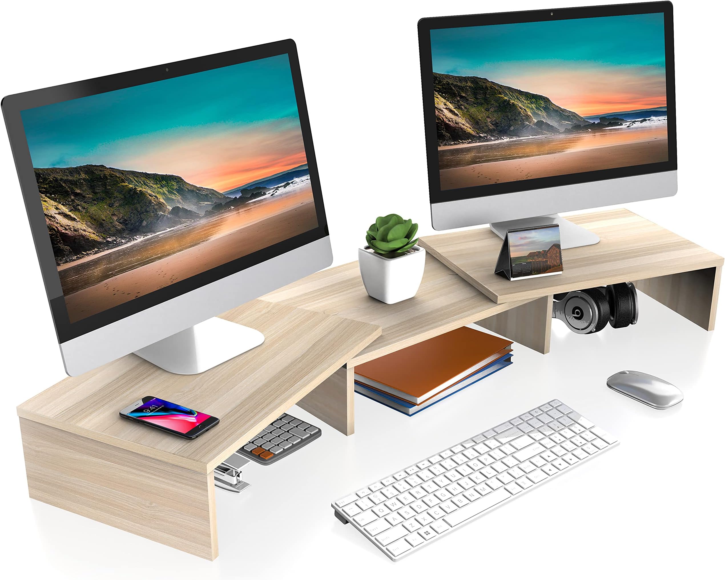 Amazon.com: AX WABER Dual Monitor Stand Riser, Monitor Stand with ...