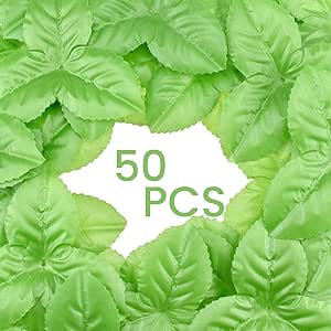 Amazon.com: ZDRU 50Pcs Bulk Artificial Leaves, Silk Greenery Fake Rose Flower Leaves for DIY ...