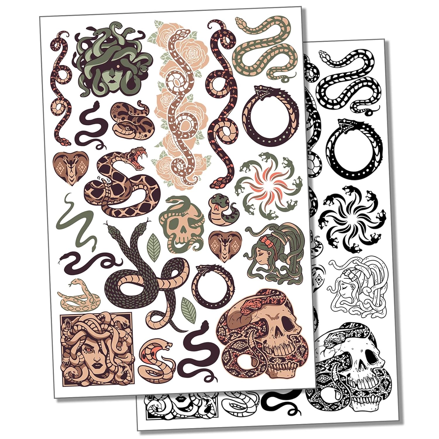 Amazon.com : Snakes Serpents Medusa Gorgon Temporary Tattoo Water ...