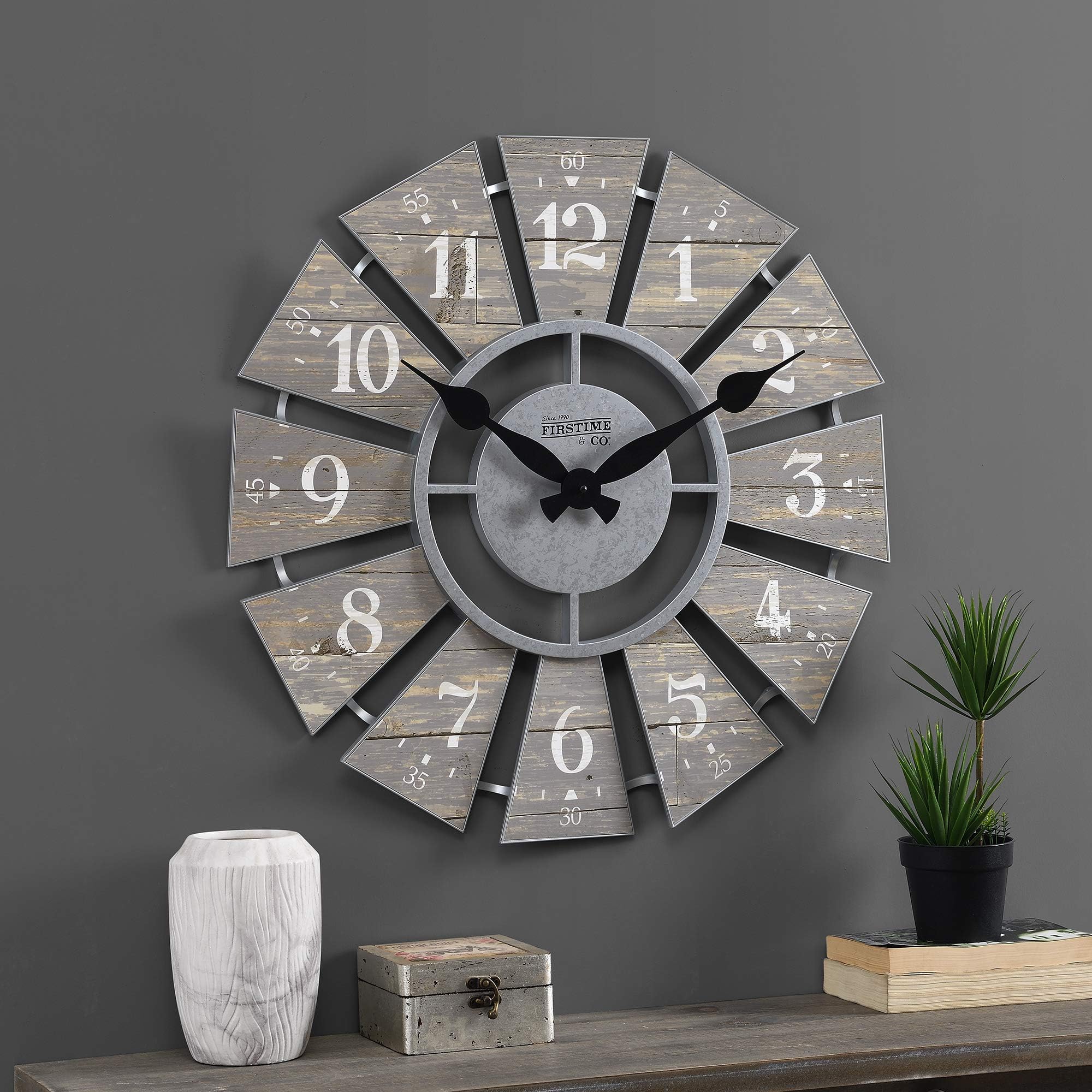 Amazon.com: Metal Windmill Rustic Country Primitive Clock Wall Decor by ...