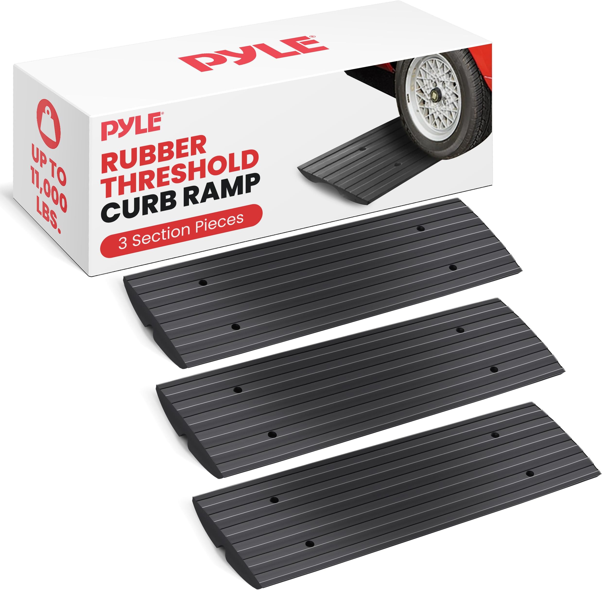 Amazon.com: Pyle Car Driveway Curbside Bridge Ramp - Heavy Duty Rubber ...