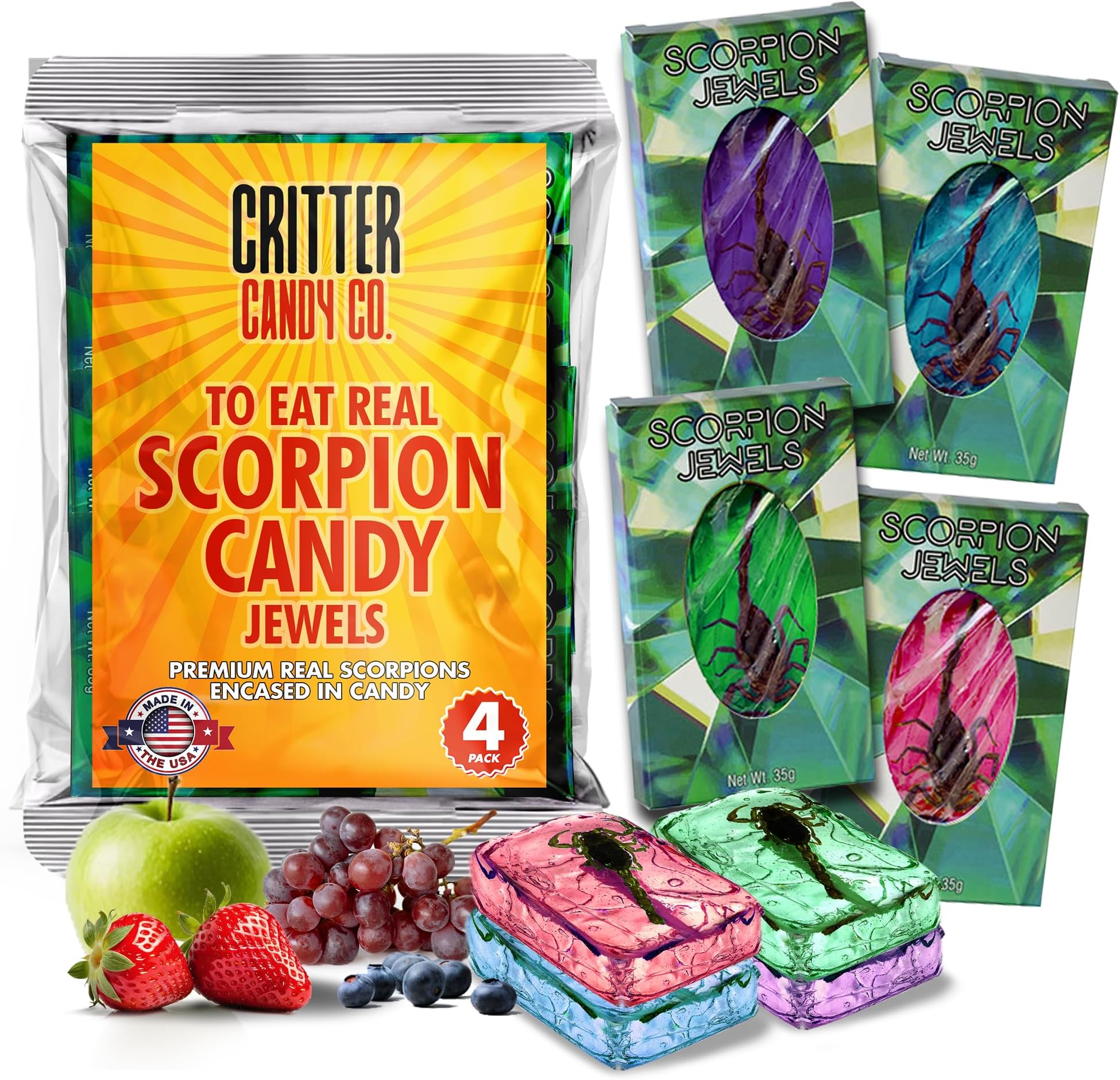 Amazon.com : Hotlix Real Scorpions Candy Jewels (4-Pack), Insect Candy ...