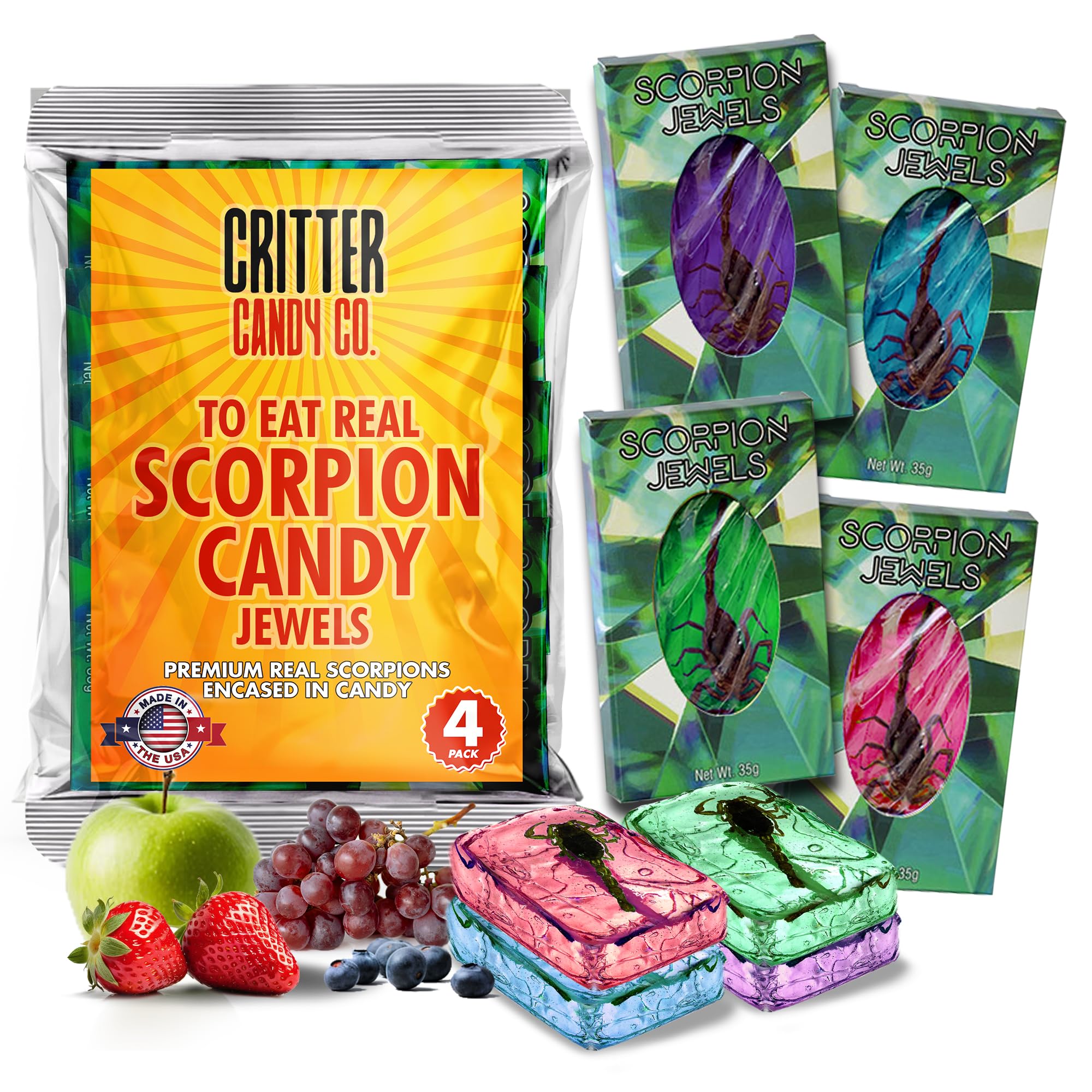 Amazon.com : Hotlix Real Scorpions Candy Jewels (4-Pack), Insect Candy ...