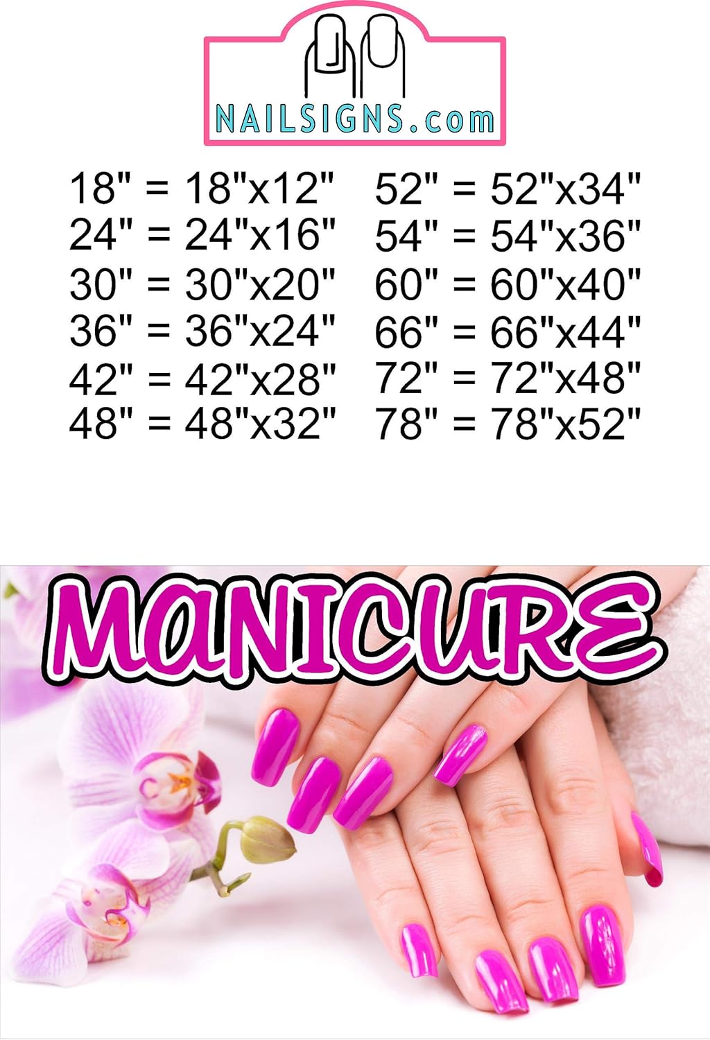 Amazon.com: NAILSIGNS.com Manicure IV Nail Salon Sign Advertising ...