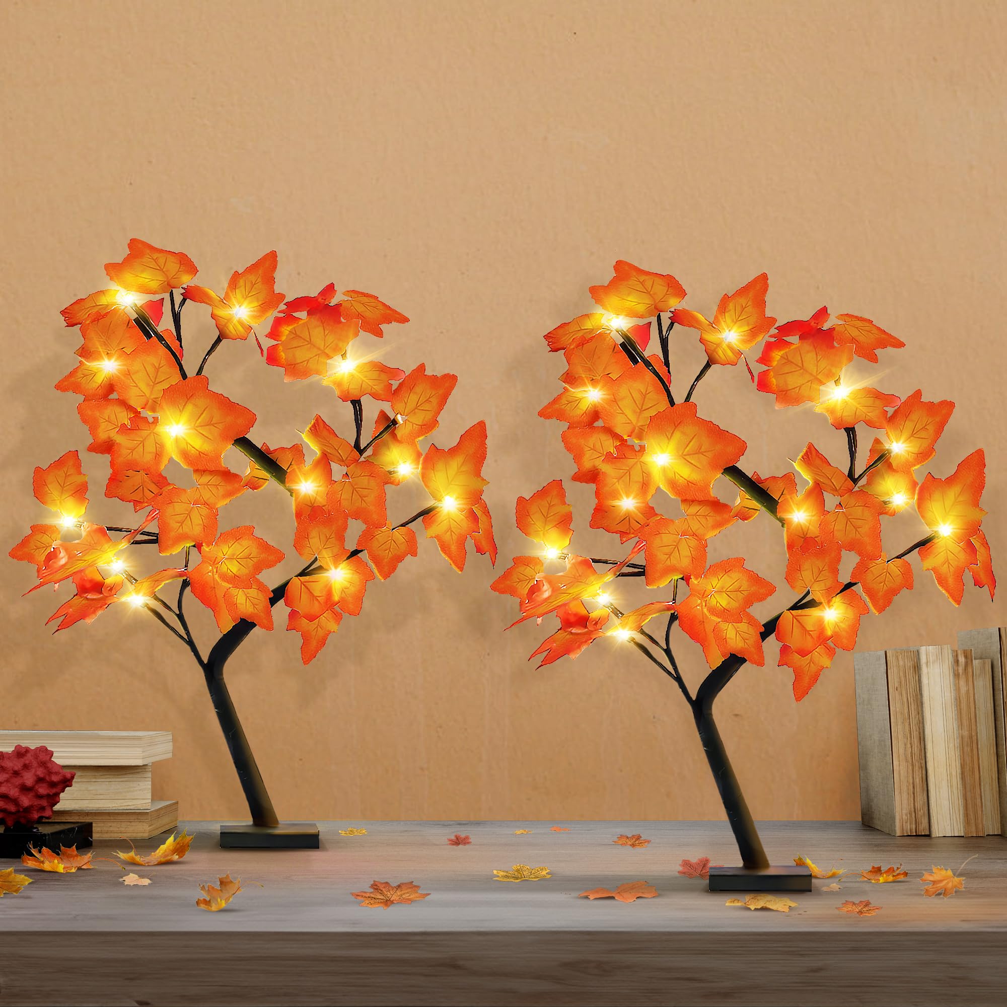 KatchOn, Artificial Maple Trees With Lights - 18 Inch, Pack of 2 | 48 ...