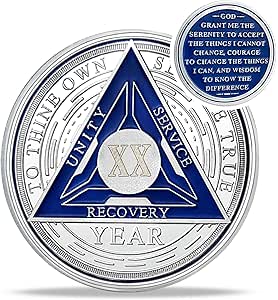 Amazon.com : Recovery Triangle 20 Year Sobriety Coin - Silver Roman ...