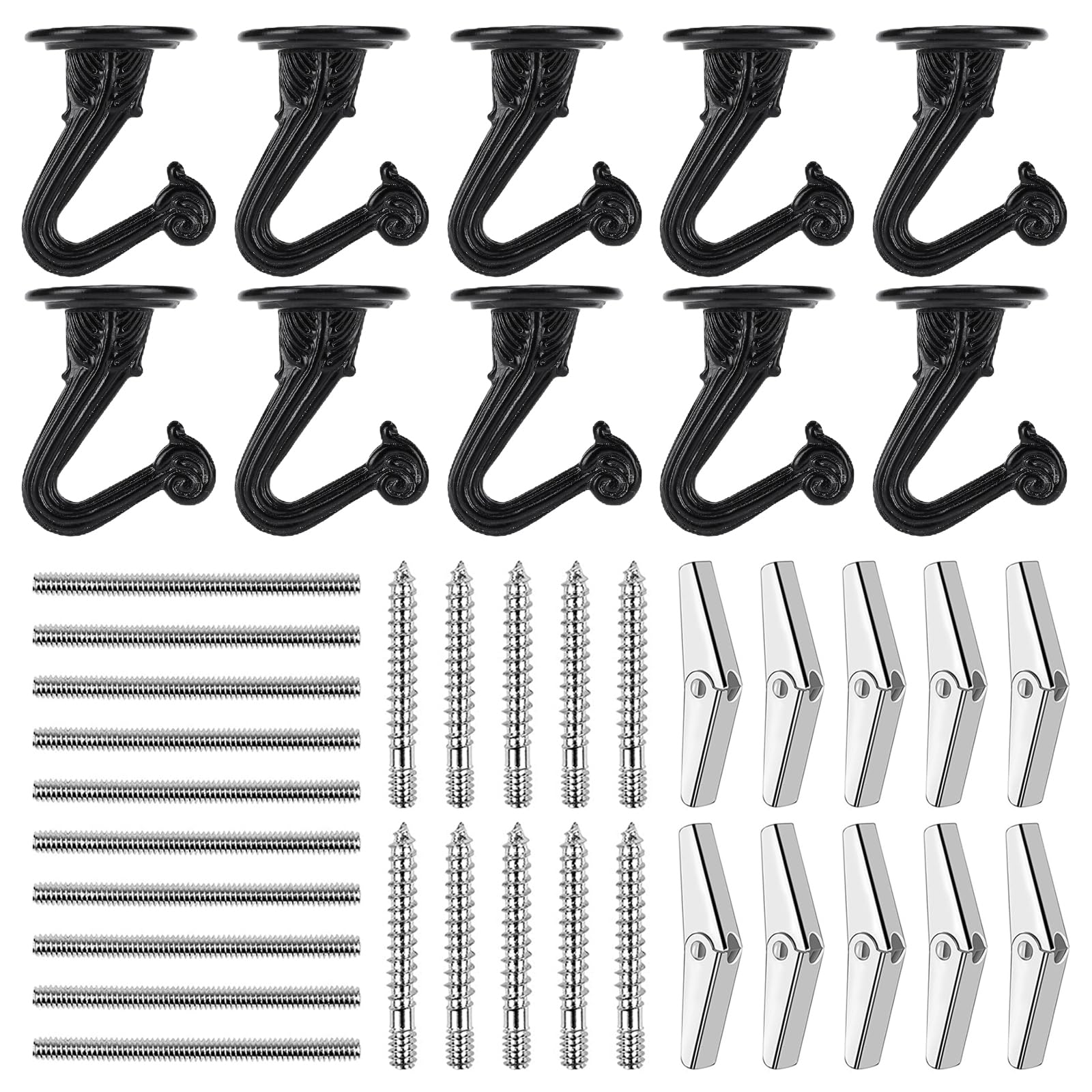 Snapklik.com : SEISSO 10 Sets Ceiling Hooks - Heavy Duty Metal Swag Hook