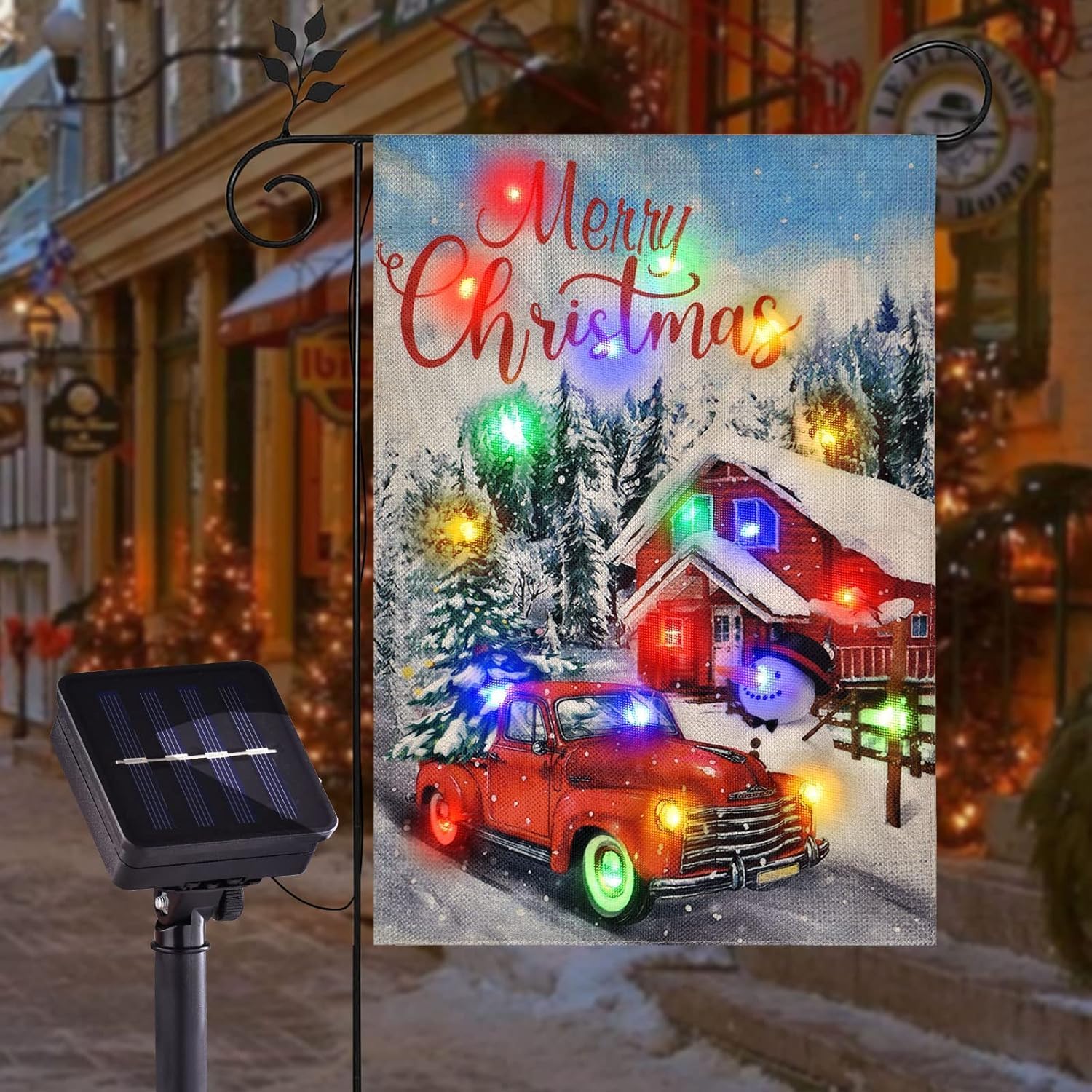 Amazon.com : Lighted Christmas Garden Flag for Outside, Led Snowman ...