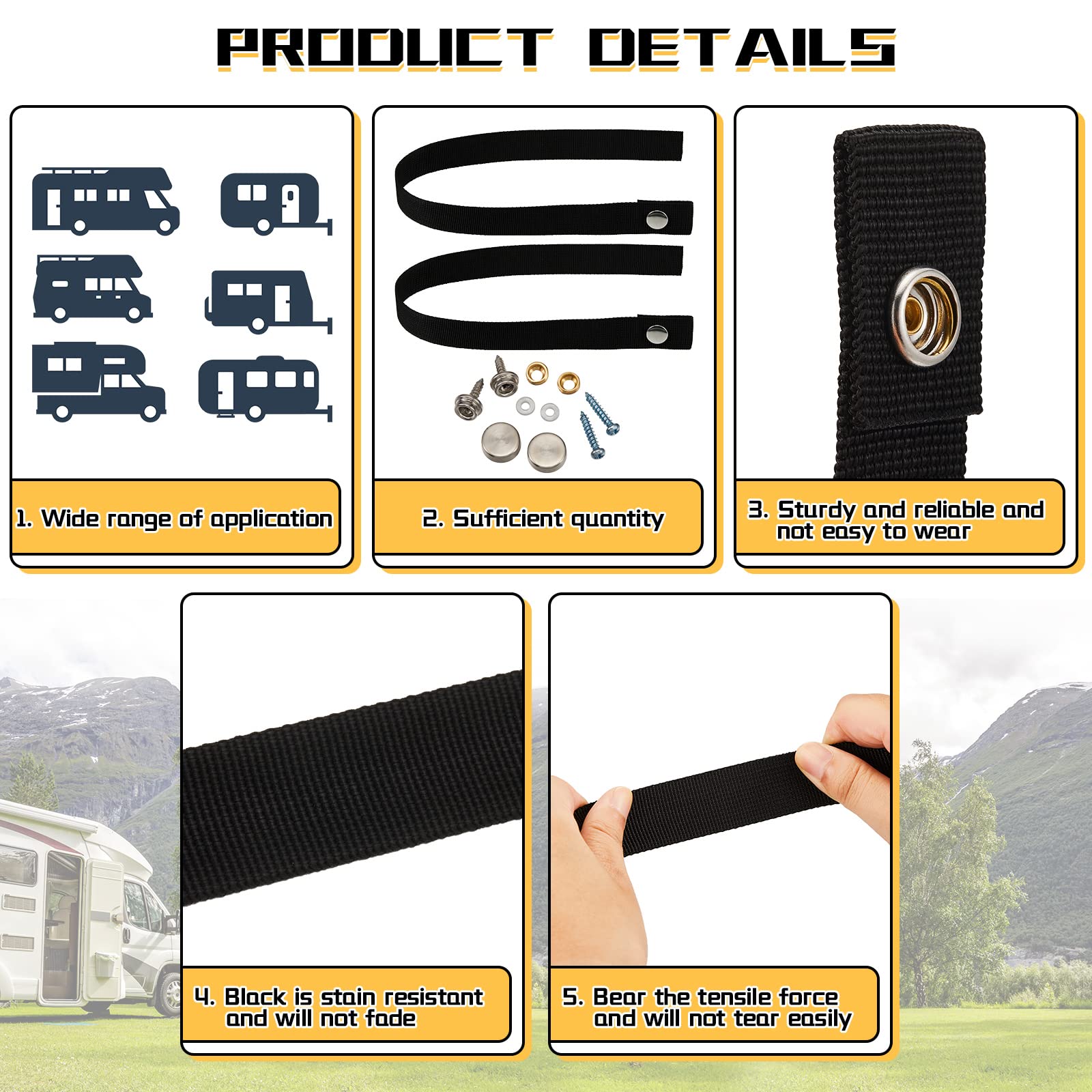 Snapklik.com : Tallew 2 Sets RV Sliding Door Straps