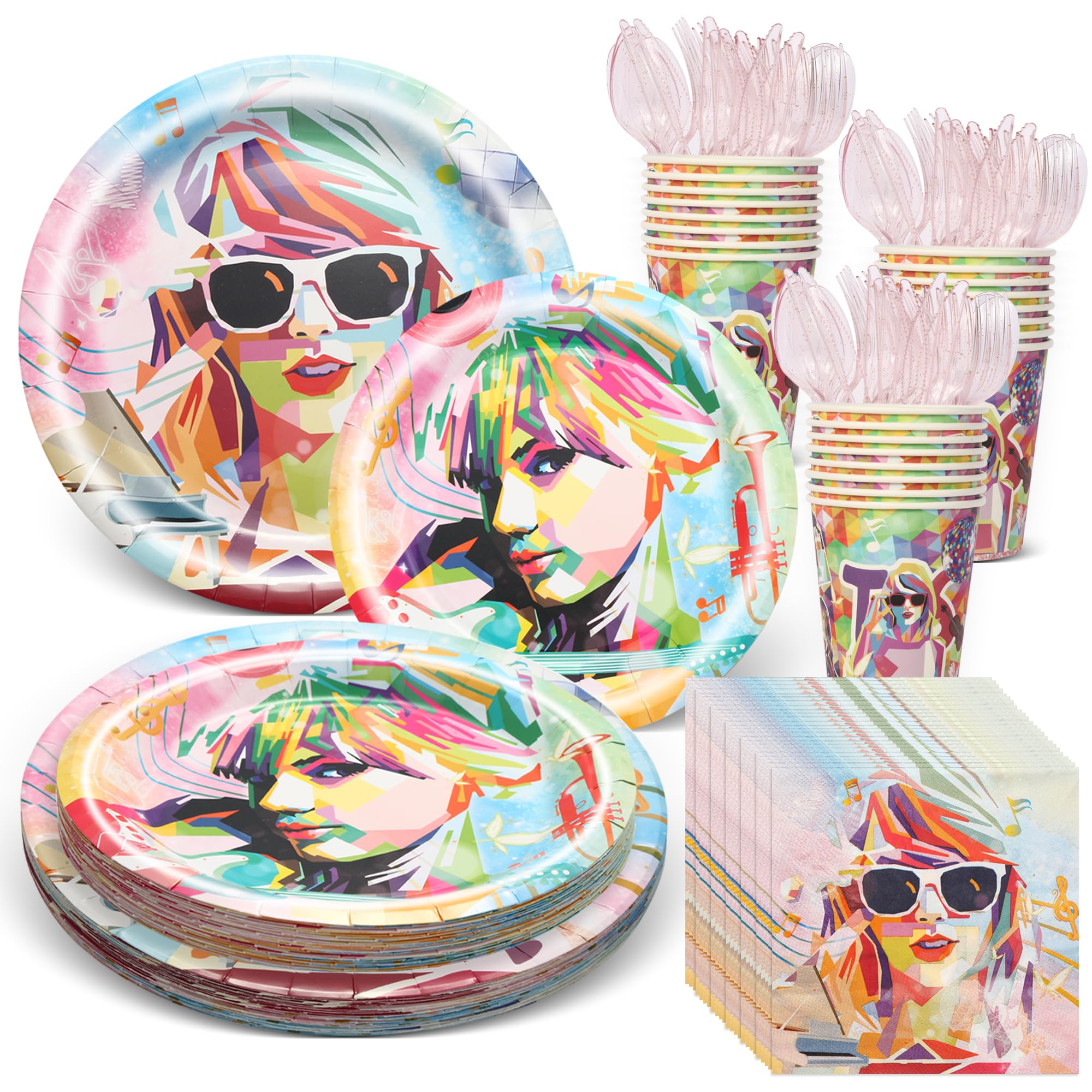 LASLU Tylor Singer Birthday Plates And Napkins Party Supplies Music ...