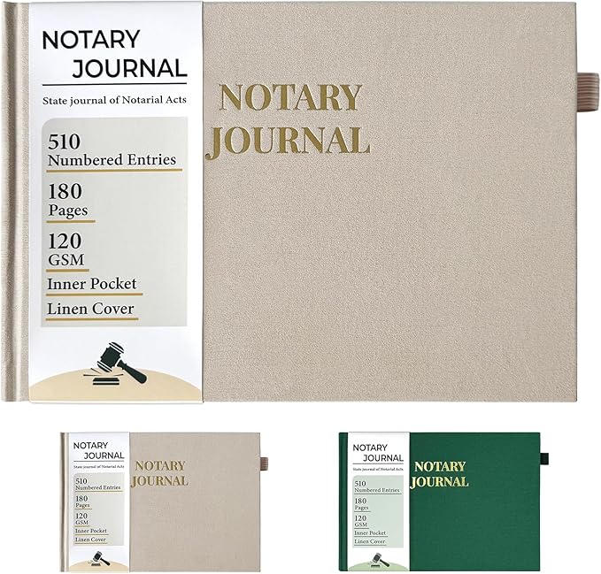 Amazon.com : Notary Journal Log Book, Linen Notary Book with 510 Record ...