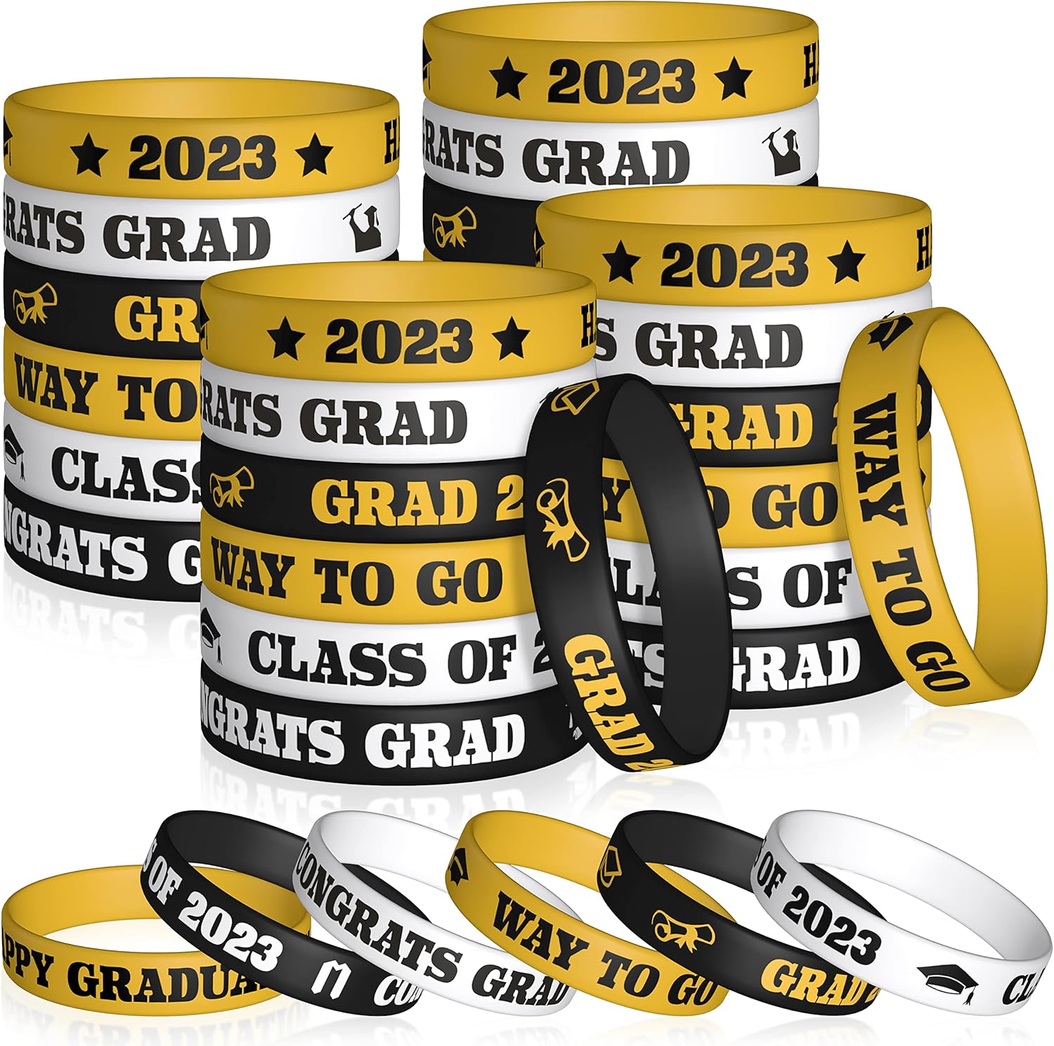 Amazon.com: Haooryx 36PCS Class of 2023 Graduation Silicone Bracelets ...