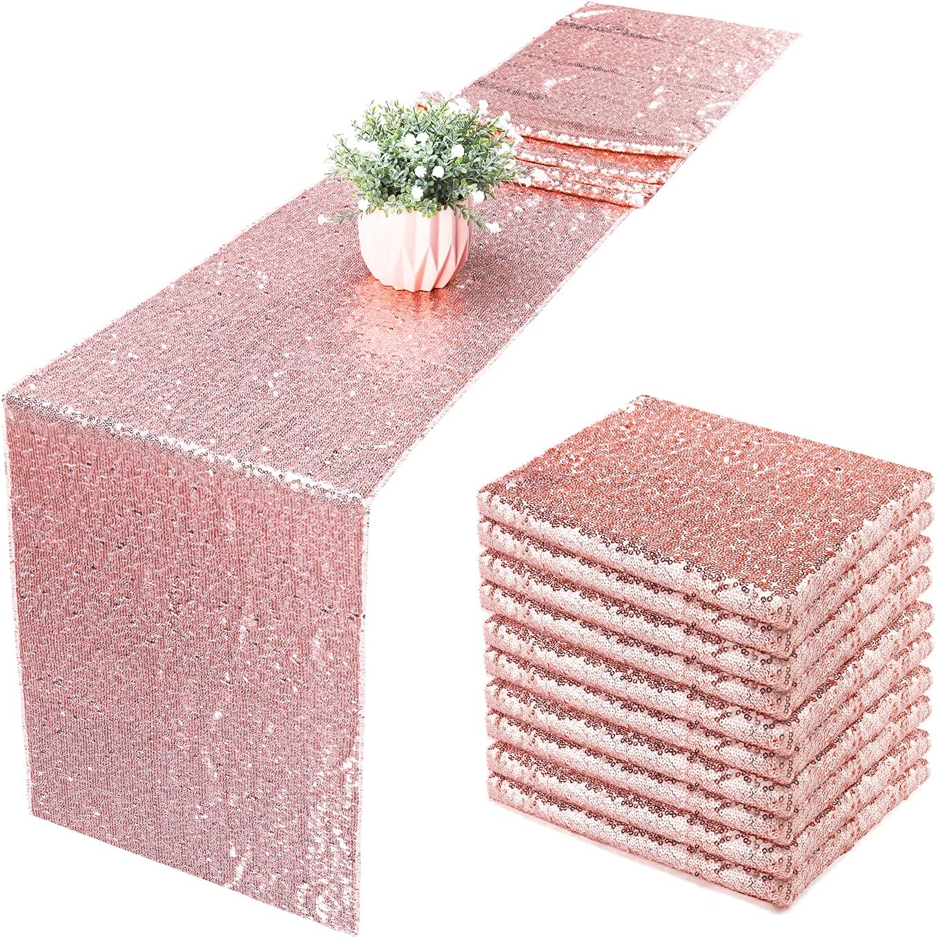 Amazon.com: GFCC Rose Gold Sequin Table Runner, Sparkly Table Runner ...