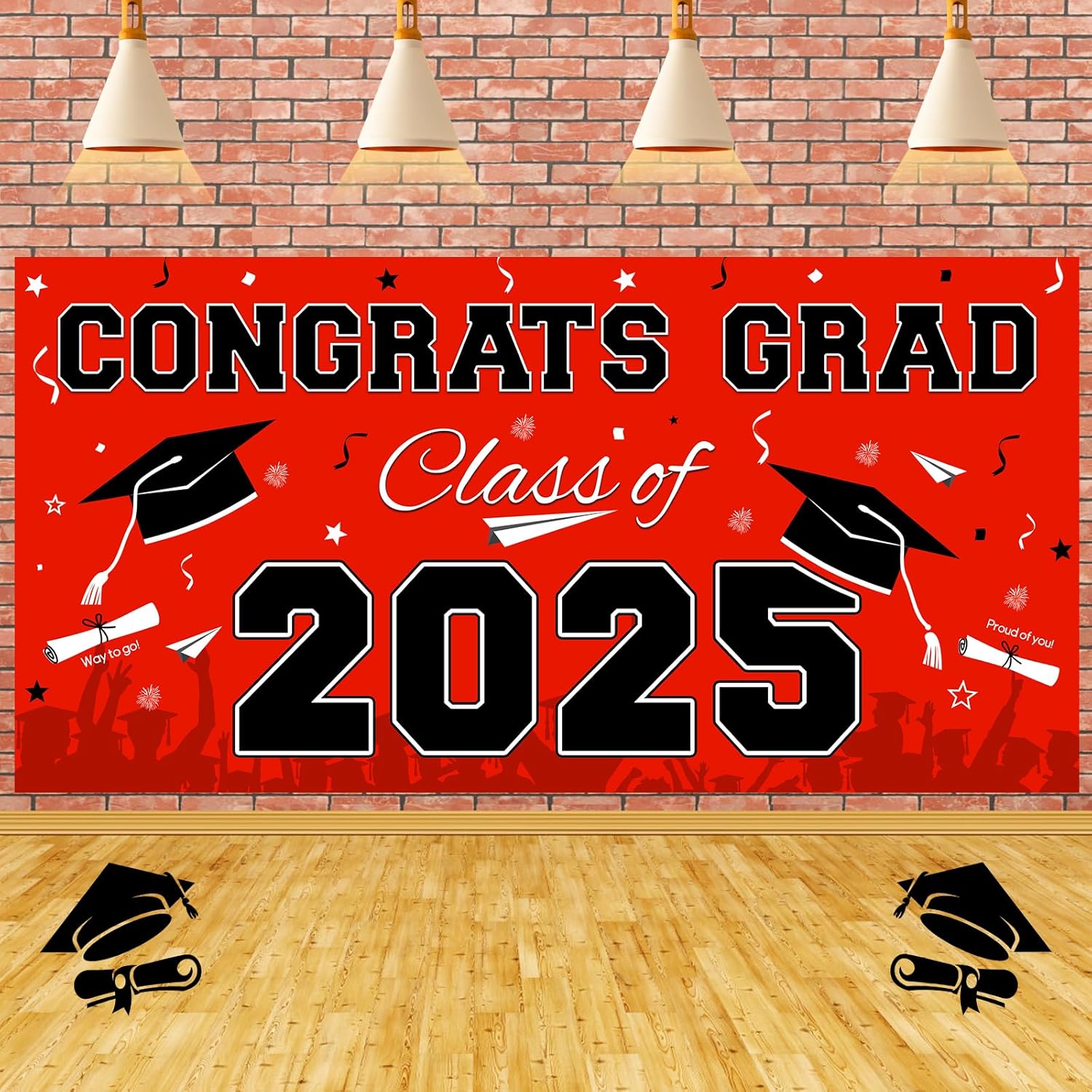Amazon.com: STARSIDE 65”x 32.7”Graduation Party Plastic Backdrop,Red ...