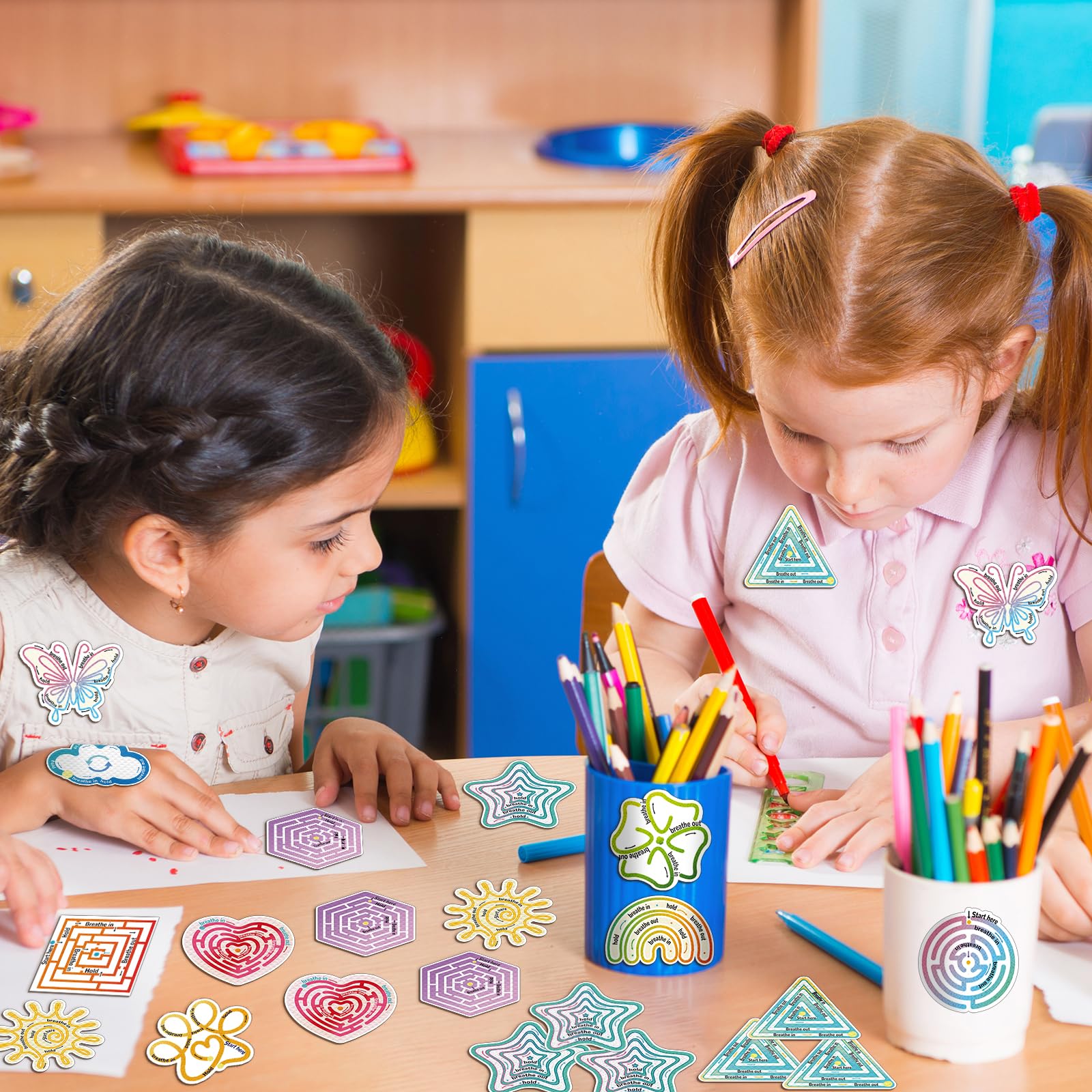 Snapklik.com : 48 Pcs Breath Calm Anxiety Sensory Stickers Tactile ...