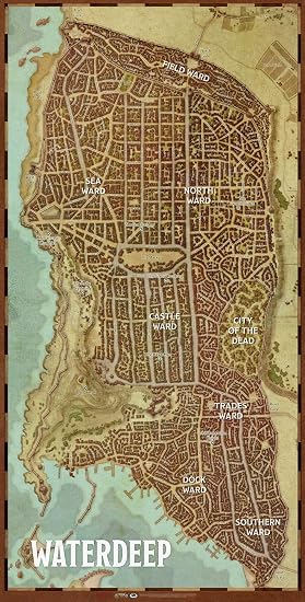 Amazon.com: Gale Force Nine Dungeons & Dragons Waterdeep Vinyl City Map ...
