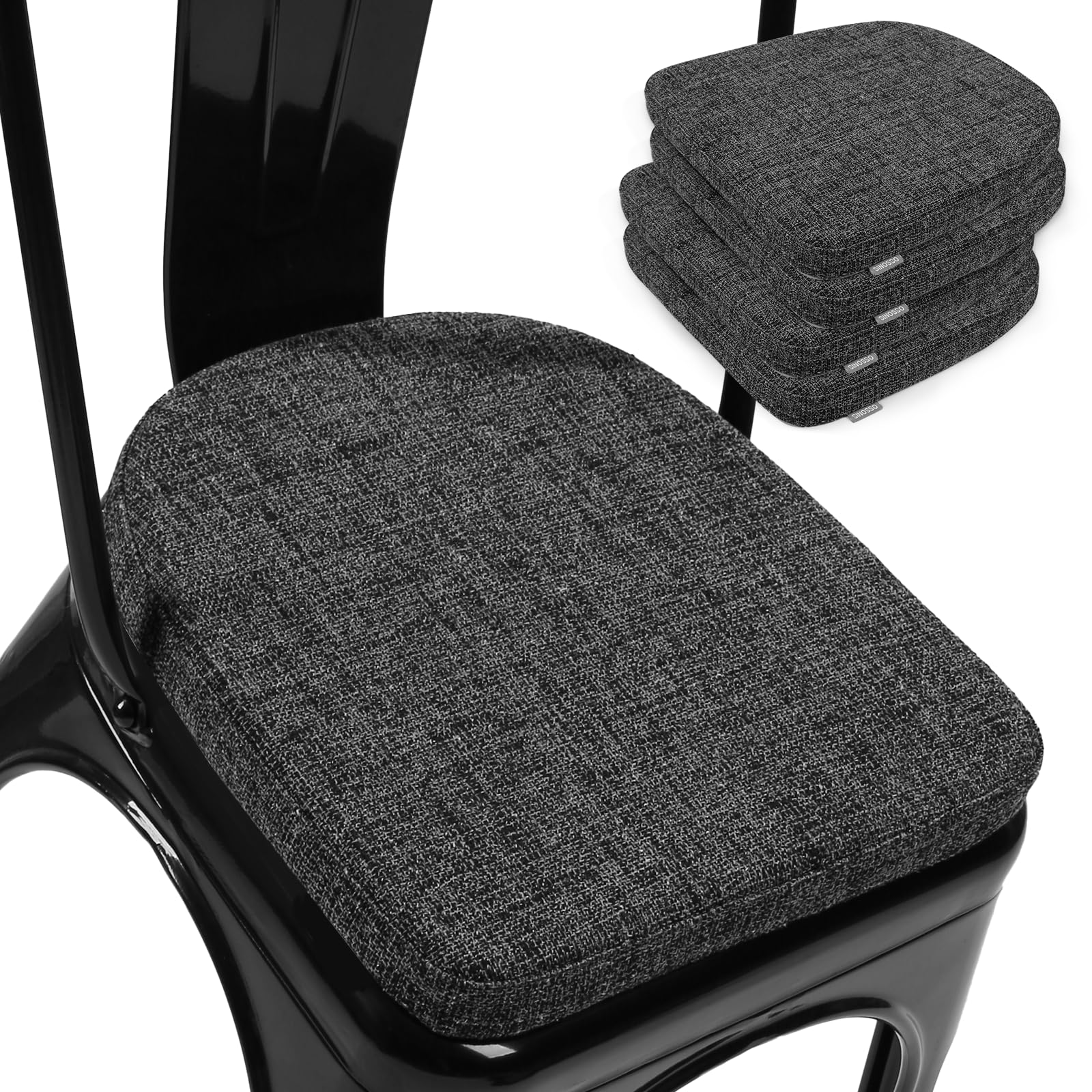 Amazon.com: SINOSSO Memory Foam 14" Metal Chair Cushions 4 Pcs, Modern ...