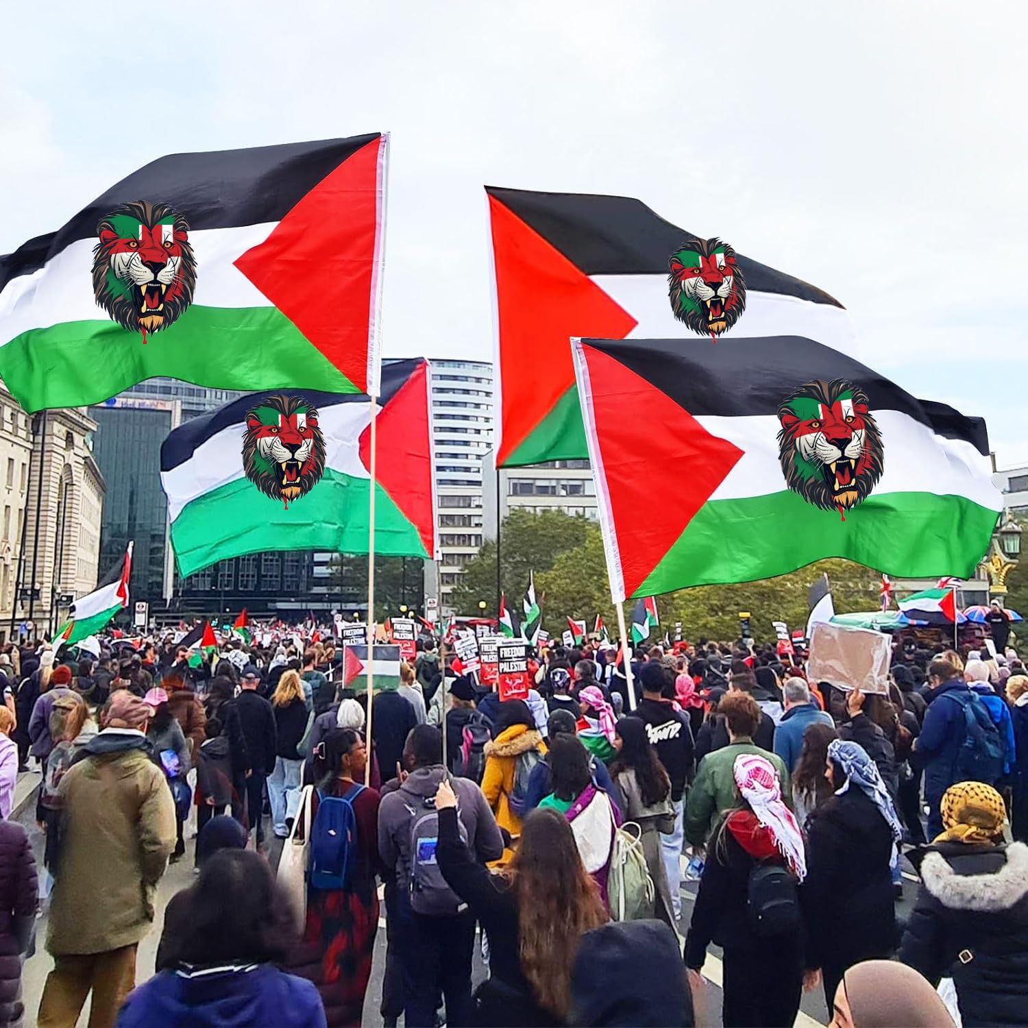 Snapklik.com : Free Palestine Flag 3x5 Foot Lions - Canvas Header ...