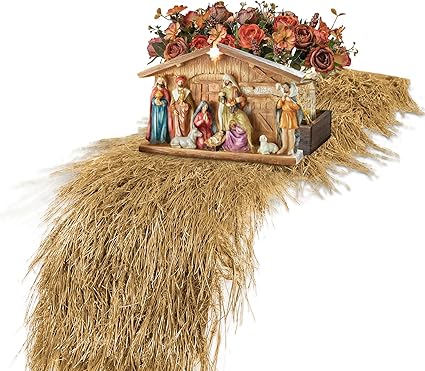 Amazon.com: XLX TURF Fake Hay Straw Table Runner 13x144 Inch ...