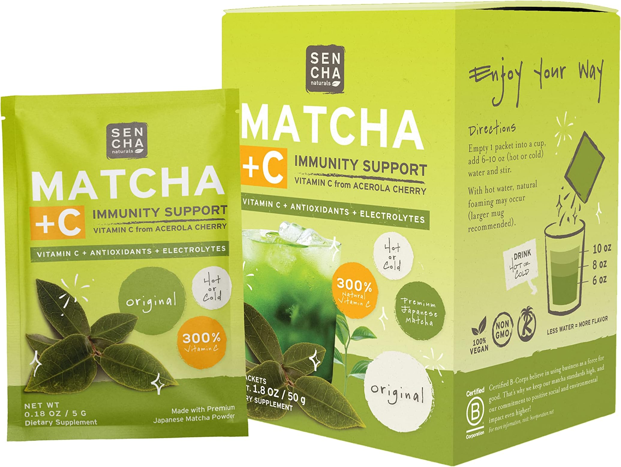 Amazon.com: Sencha Naturals Original Green Tea + C Effervescent Drink ...