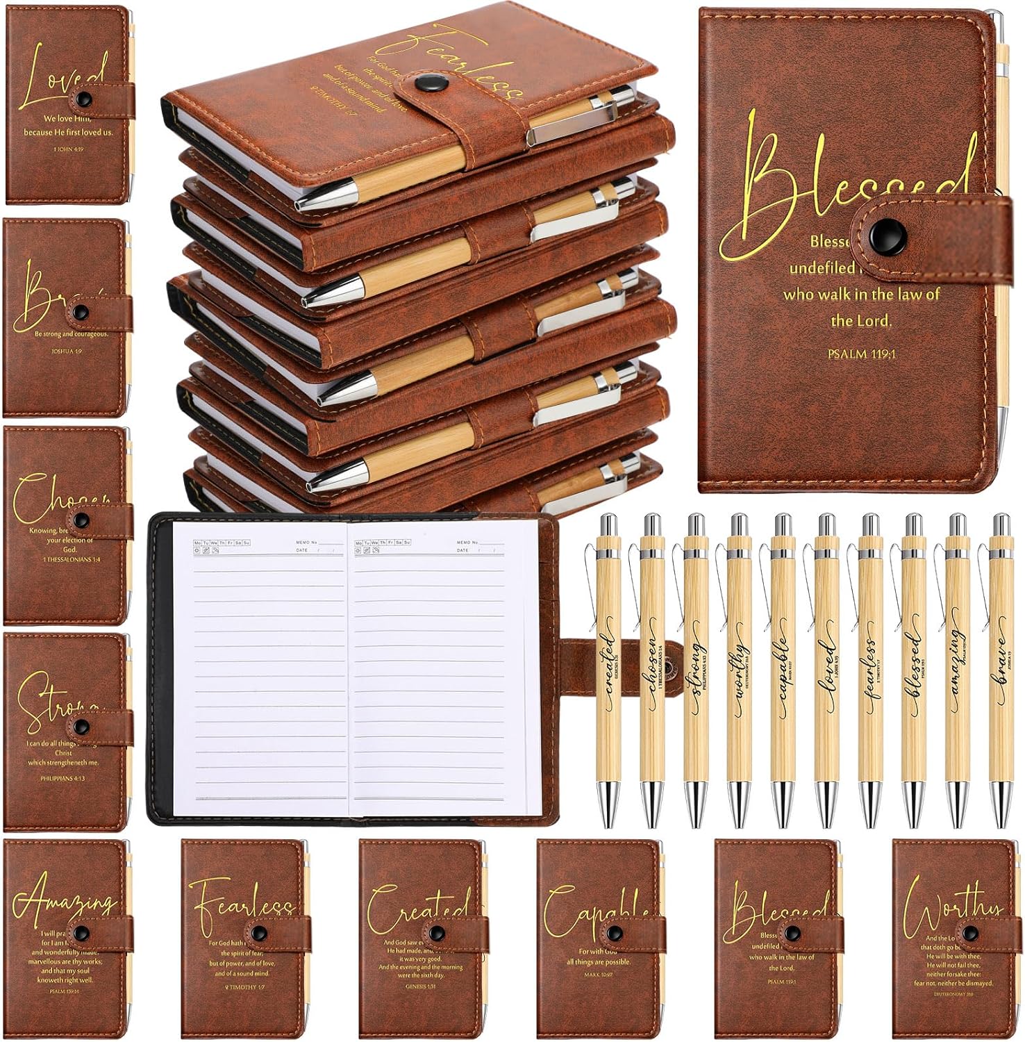 Amazon.com : Spakon 40 Pcs Christian Gifts Bulk Include Leather Bible ...