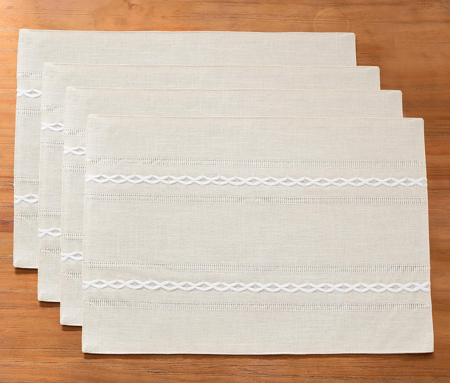 Wracra Beige Placemats Washable Set of 4, 35 x 48 cm Fabric Table ...