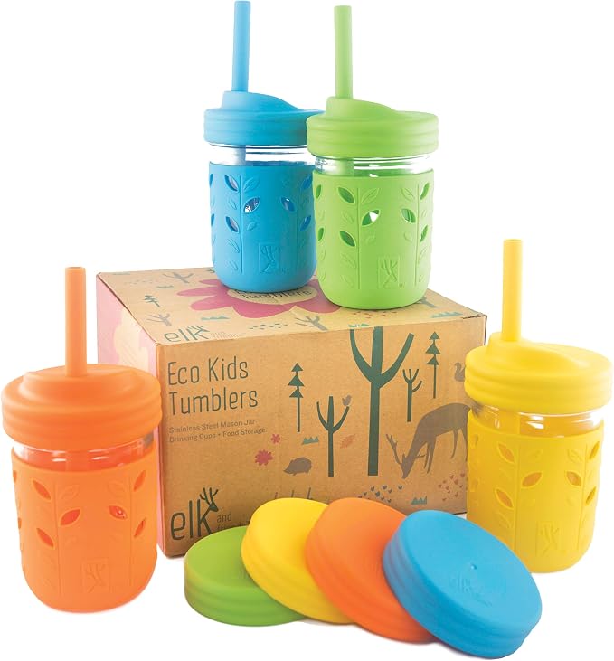 Elk and Friends Kids & Toddler Cups | The Original Glass Mason Jars 8 ...